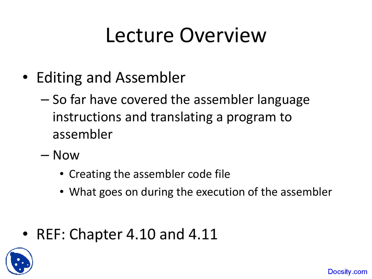 Editing And Assembler Microprocessor Based Systems Lecture Slides Docsity