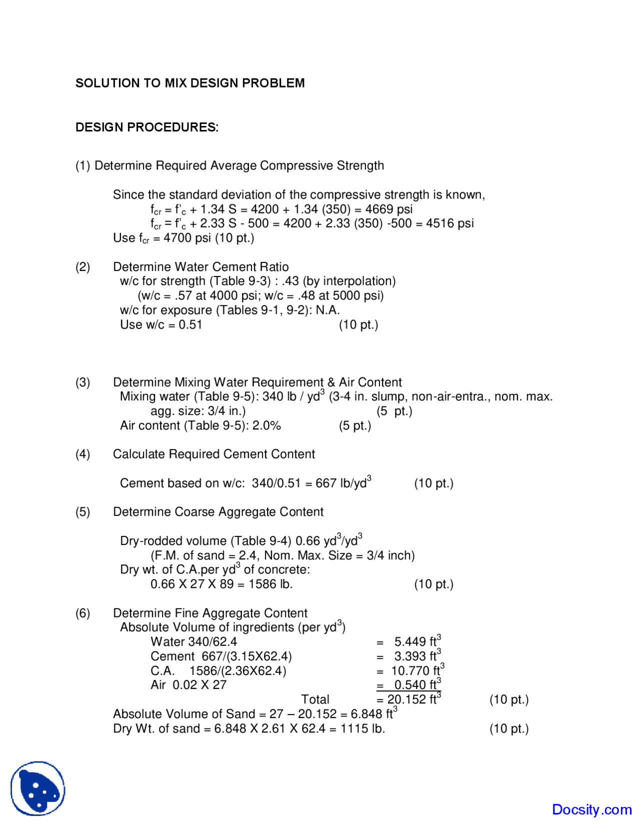 Standard Deviation Civil Engineering Assignment Docsity