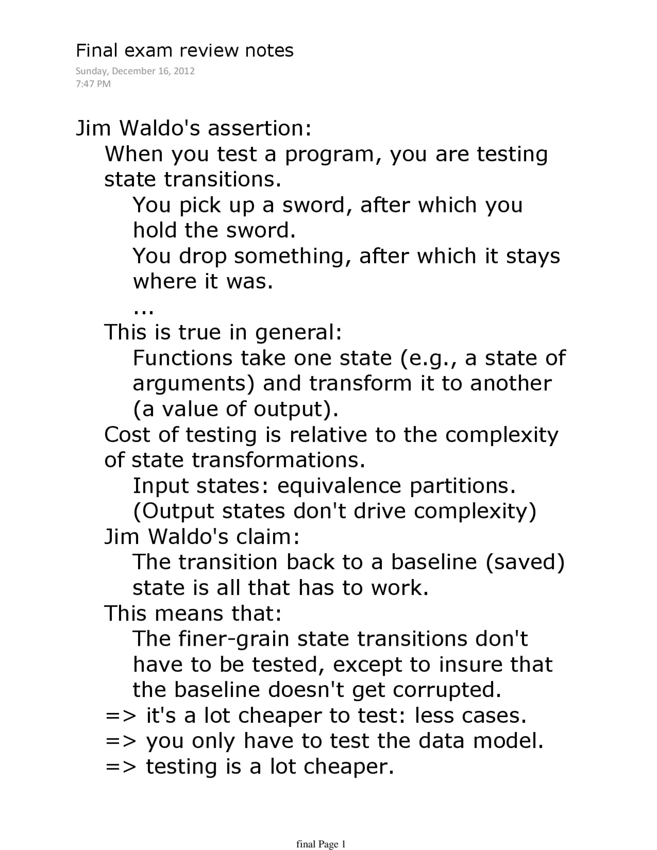 Final Principles Of Software Development Lecture Notes Docsity