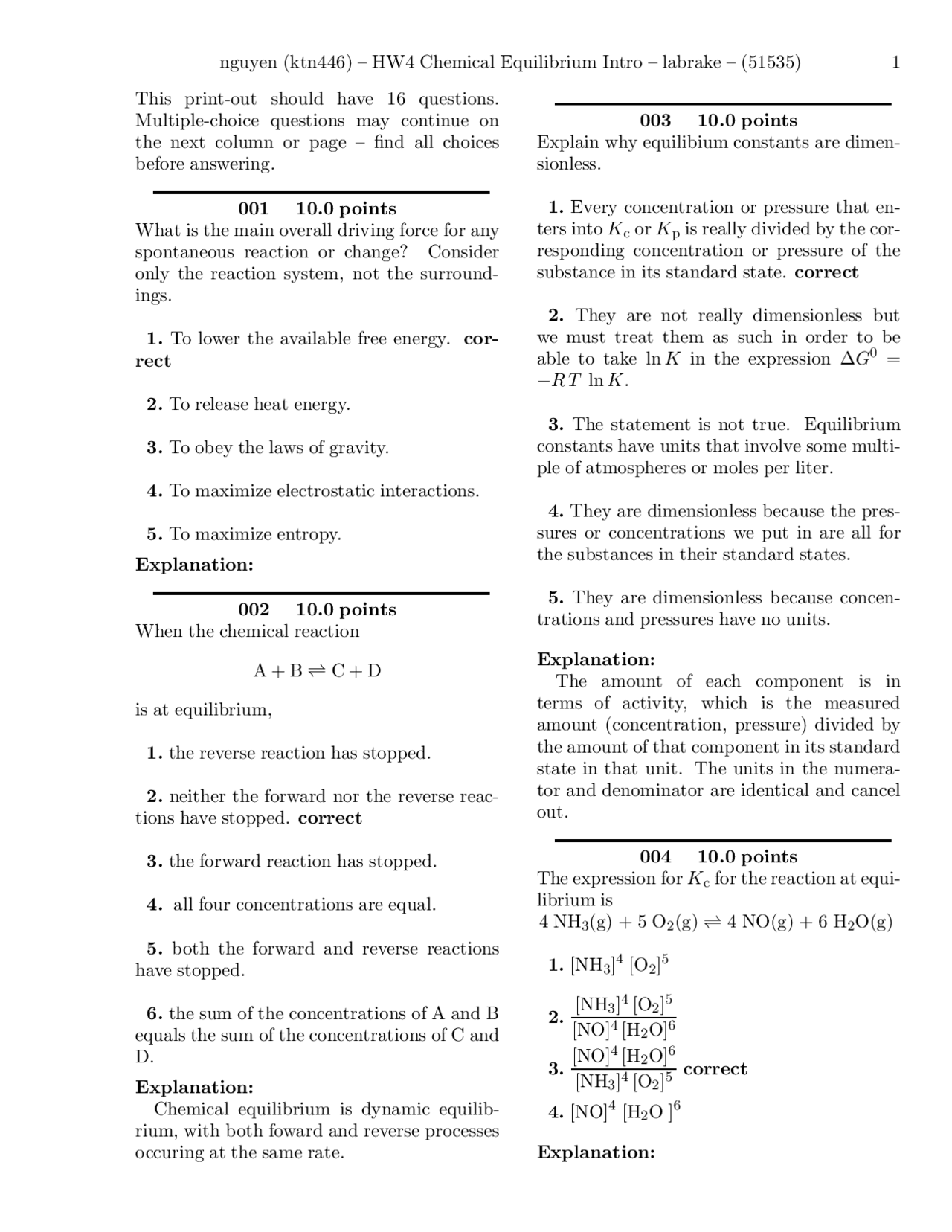 Homework 4 With Solutions Principles Of Chemistry Ii Ch 302 Docsity
