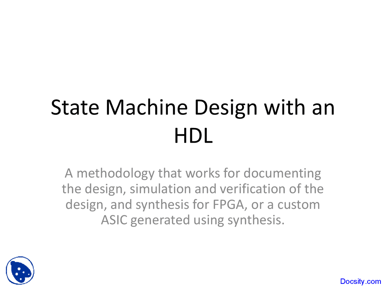 State Machine Design - Theory and Design of Computers - Lecture Slides - Docsity
