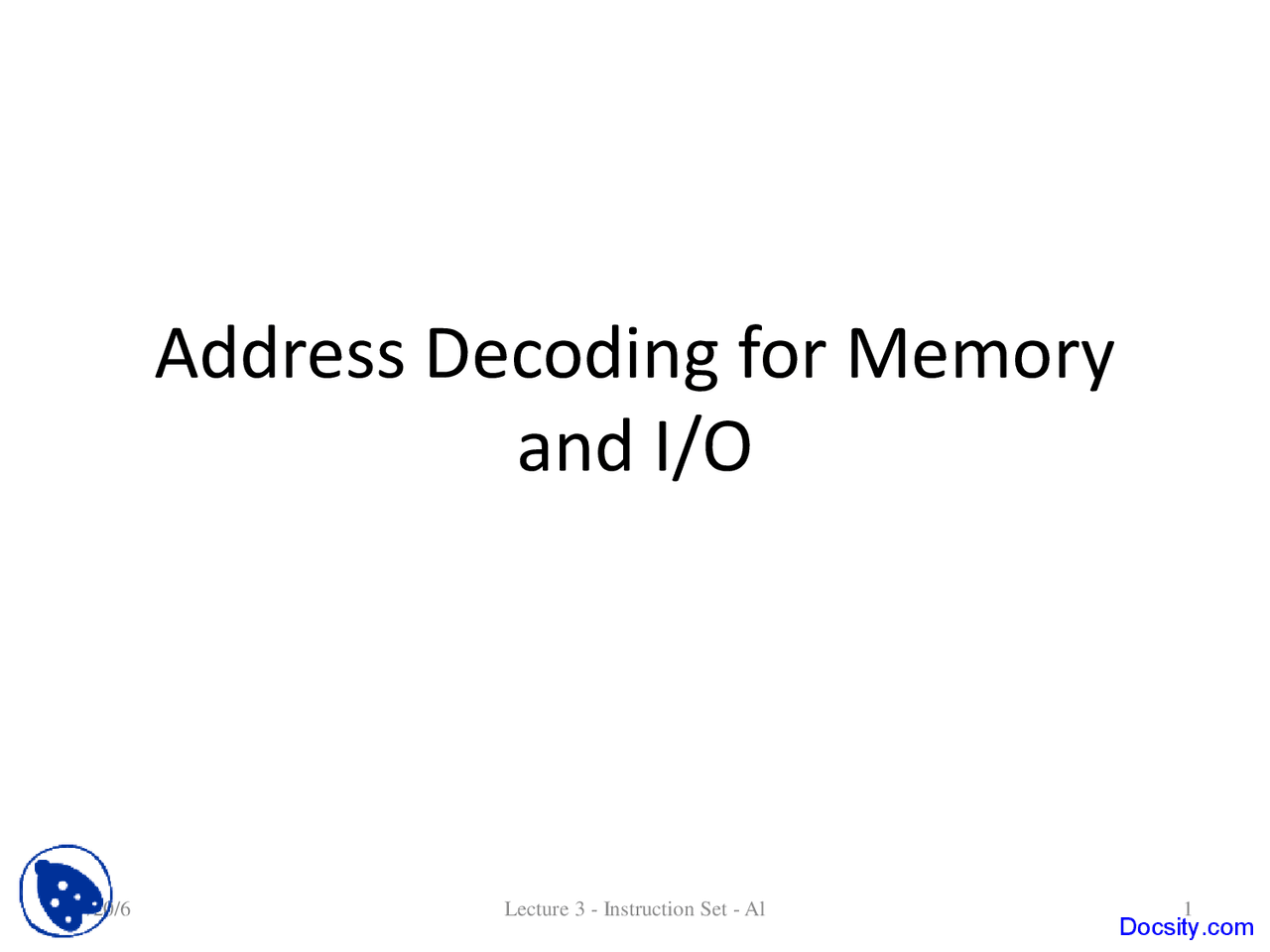 Address Decoding Microcomputer Structures Lecture Slides Docsity