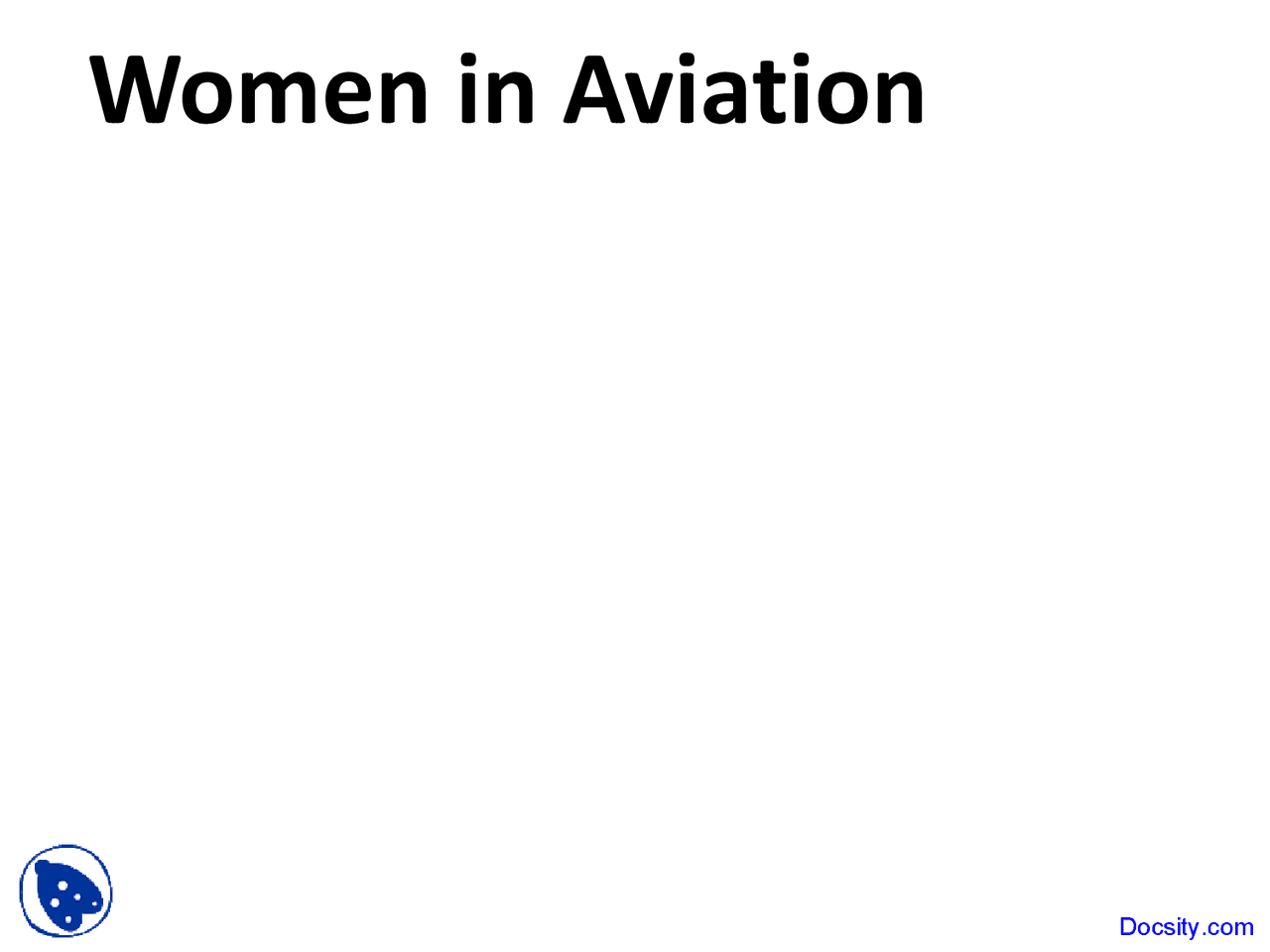 Aviation - Women in Different Fields - Lecture Slides | Slides ...