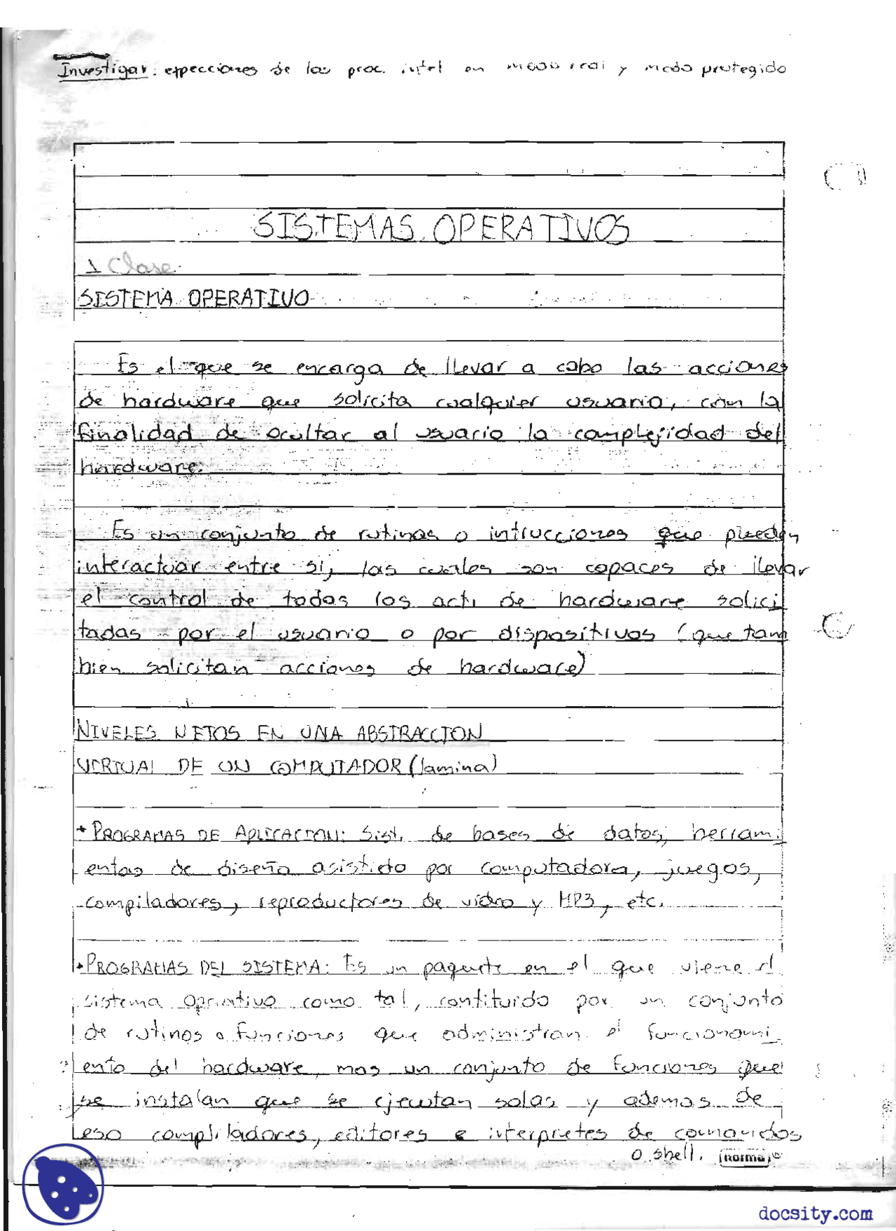 Sistemas Operativos Conceptos Apuntes Sistemas Operativos Docsity