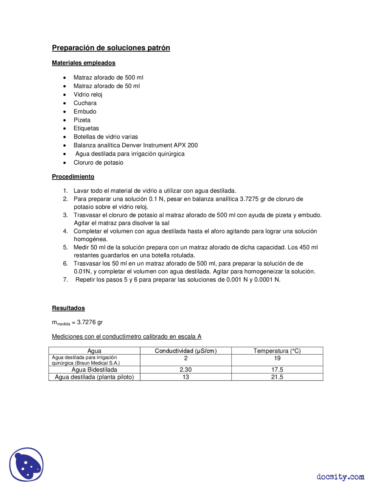 Soluciones Patrón Apuntes Laboratorio De Reactores Apuntes De