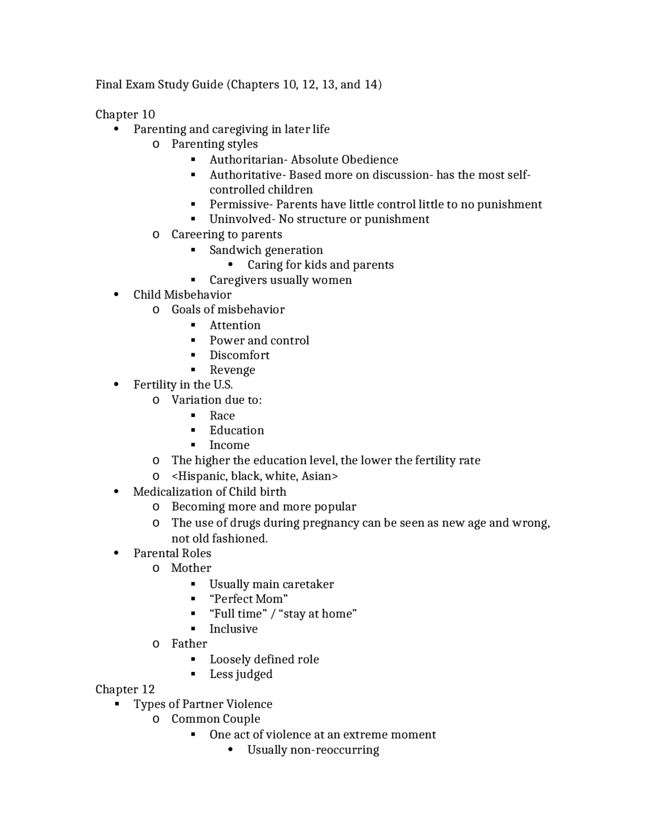 Study Guide - Family Relationships | HD 2304 - Docsity