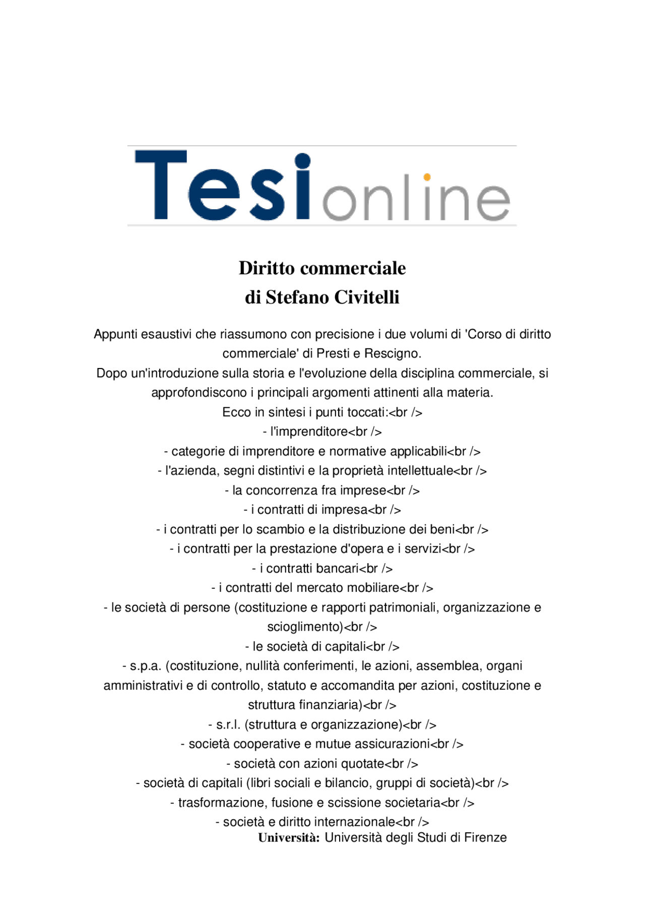 Riassunto Presti Rescigno Docsity