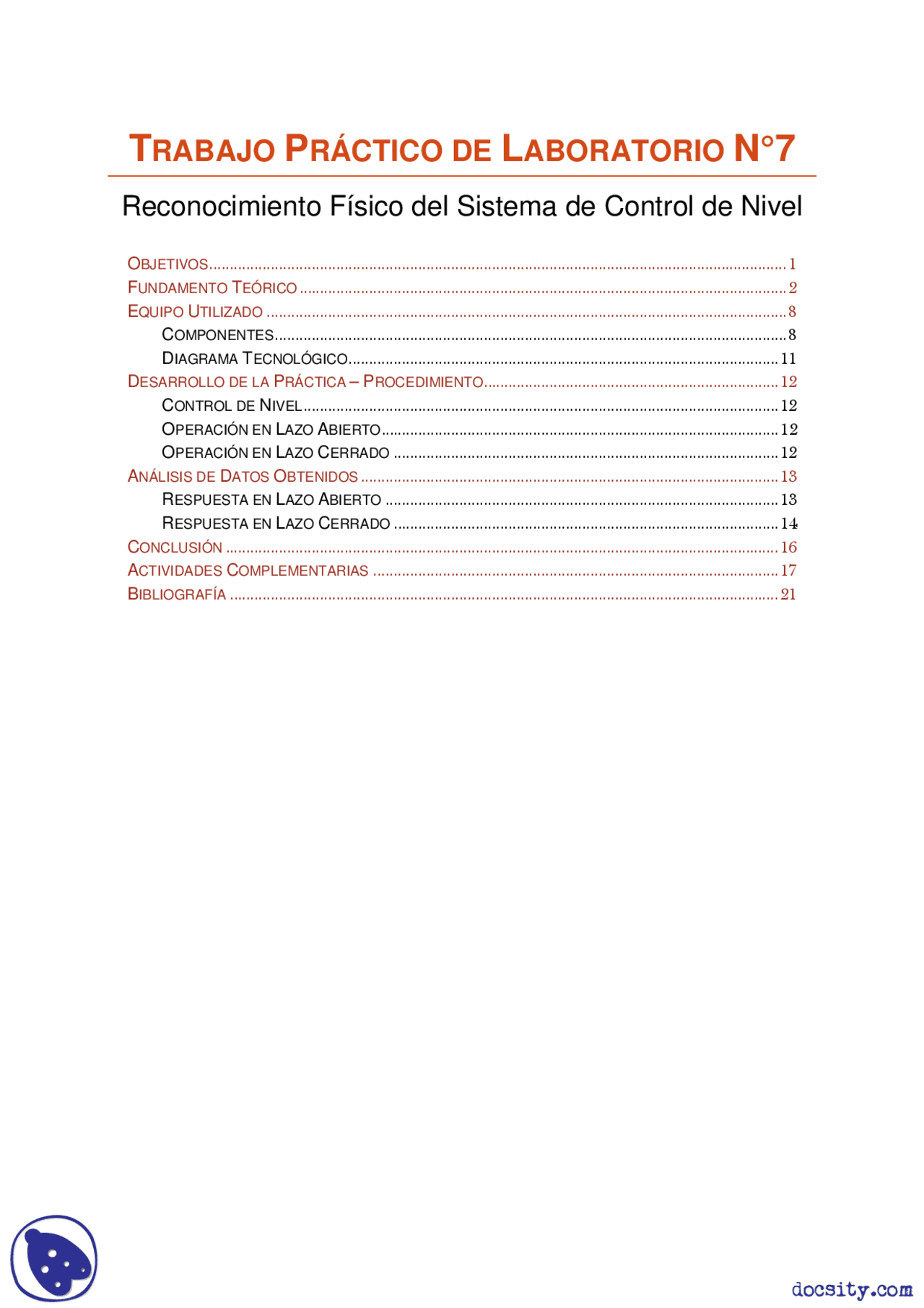 Reconocimiento Físico Del Sistema De Control De Nivel Apuntes
