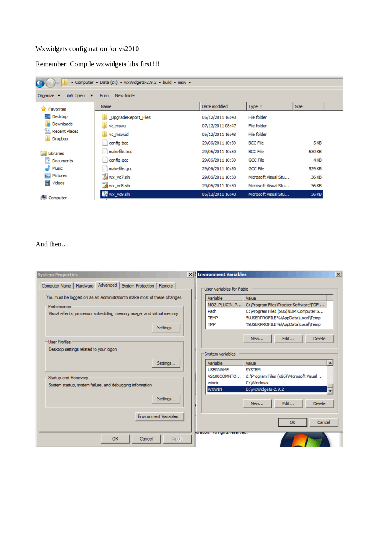 Wxwidgets and visual studio configuration - Appunti - Informatica - Docsity