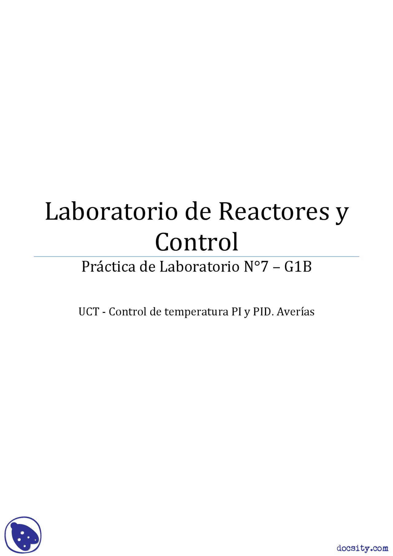 Uct Pid Averías Apuntes Laboratorio De Reactores Docsity