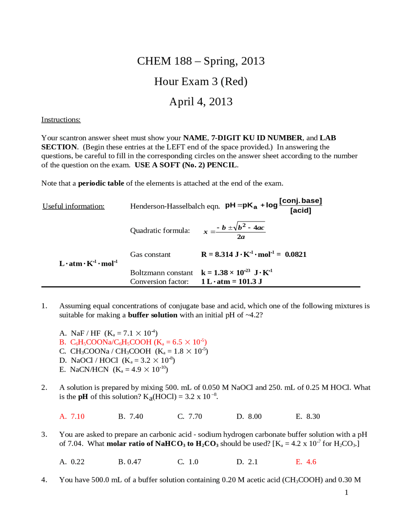 25 Multiple Choice Questions With Answers About Chemistry Ii