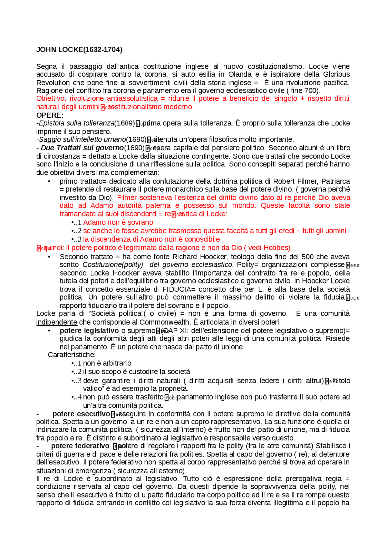 Riassunto Breve Locke Docsity