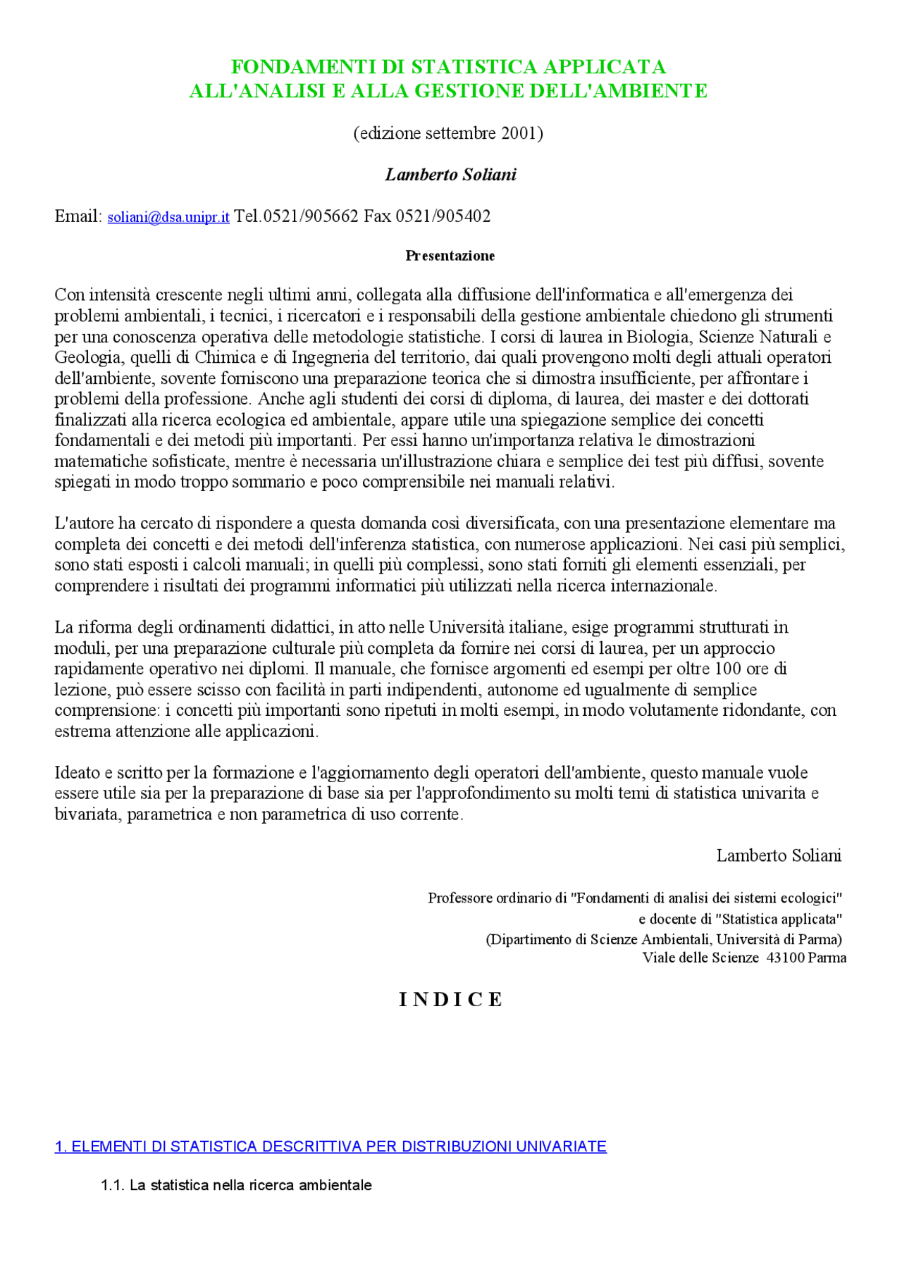 Manuale Di Statistica Docsity