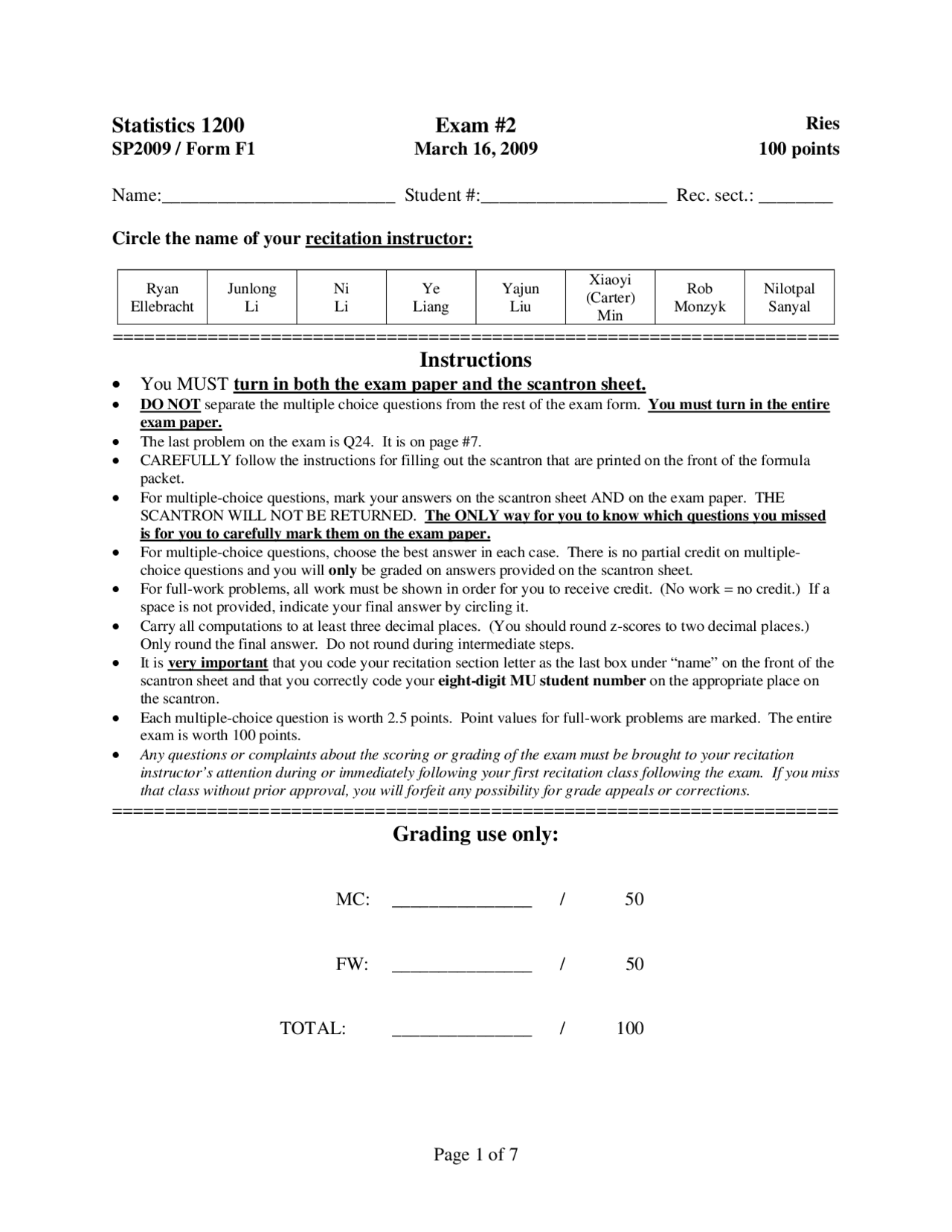 Test 2 Solved Questions Introductory Statistical Reasoning Stat