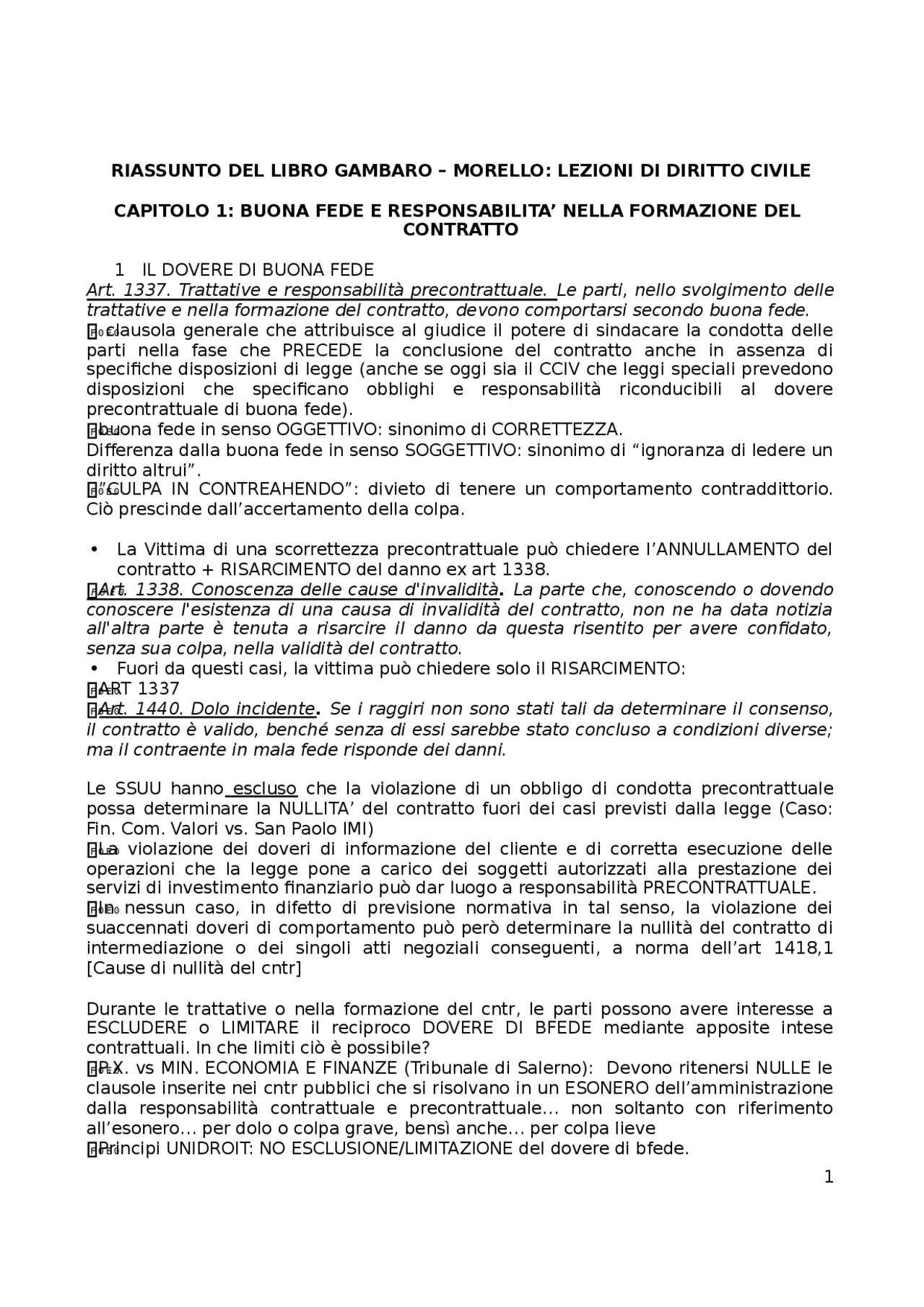 Riassunti Esame Di Diritto Civile Testo Del Corso Gambaro Docsity