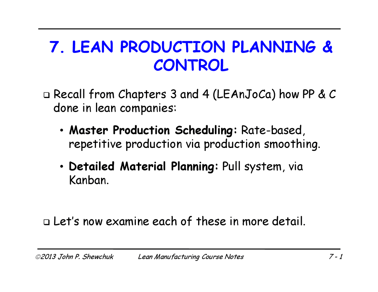 Lean Production Planning And Control Powerpoint Slides Notes Ise