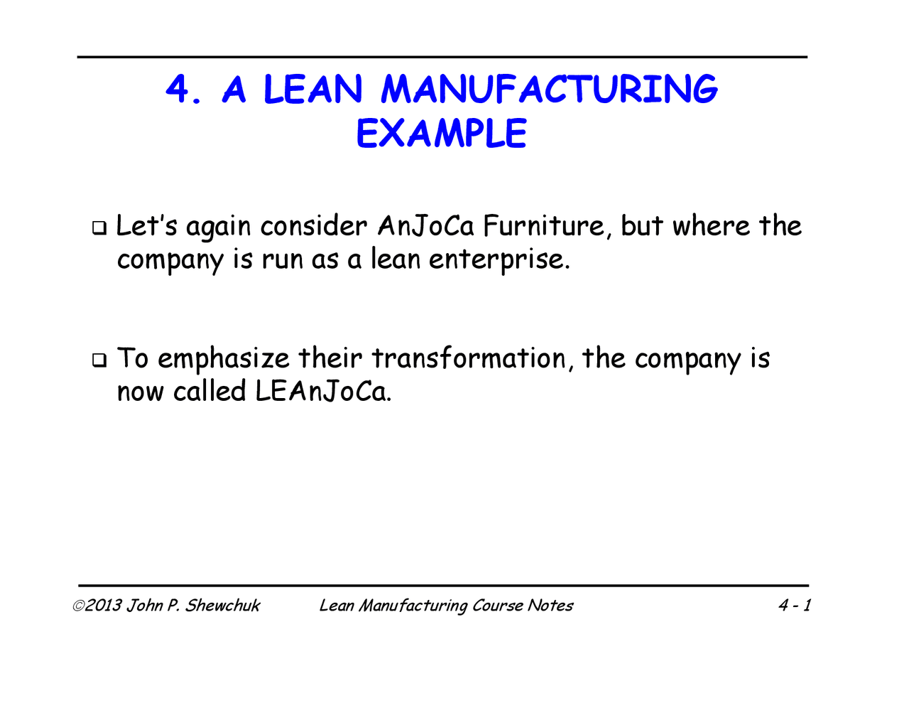 Slides On Lean Manufacturing Example Ise 4214 Docsity