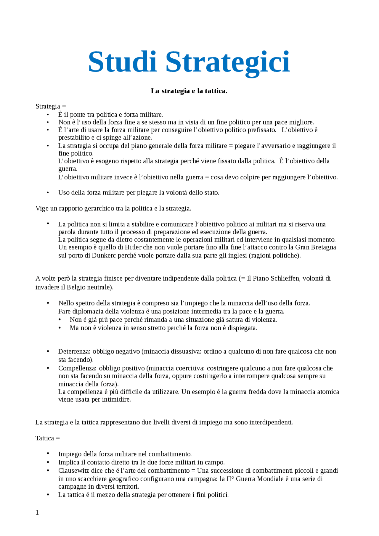 Studi Strategici!x - Docsity