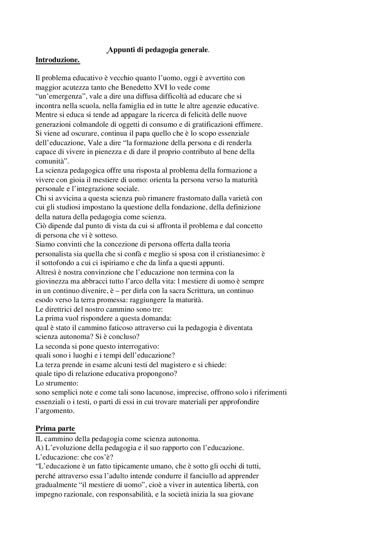 Appunti Di Pedagogia Generale Appunti Scienze Delleducazione Docsity