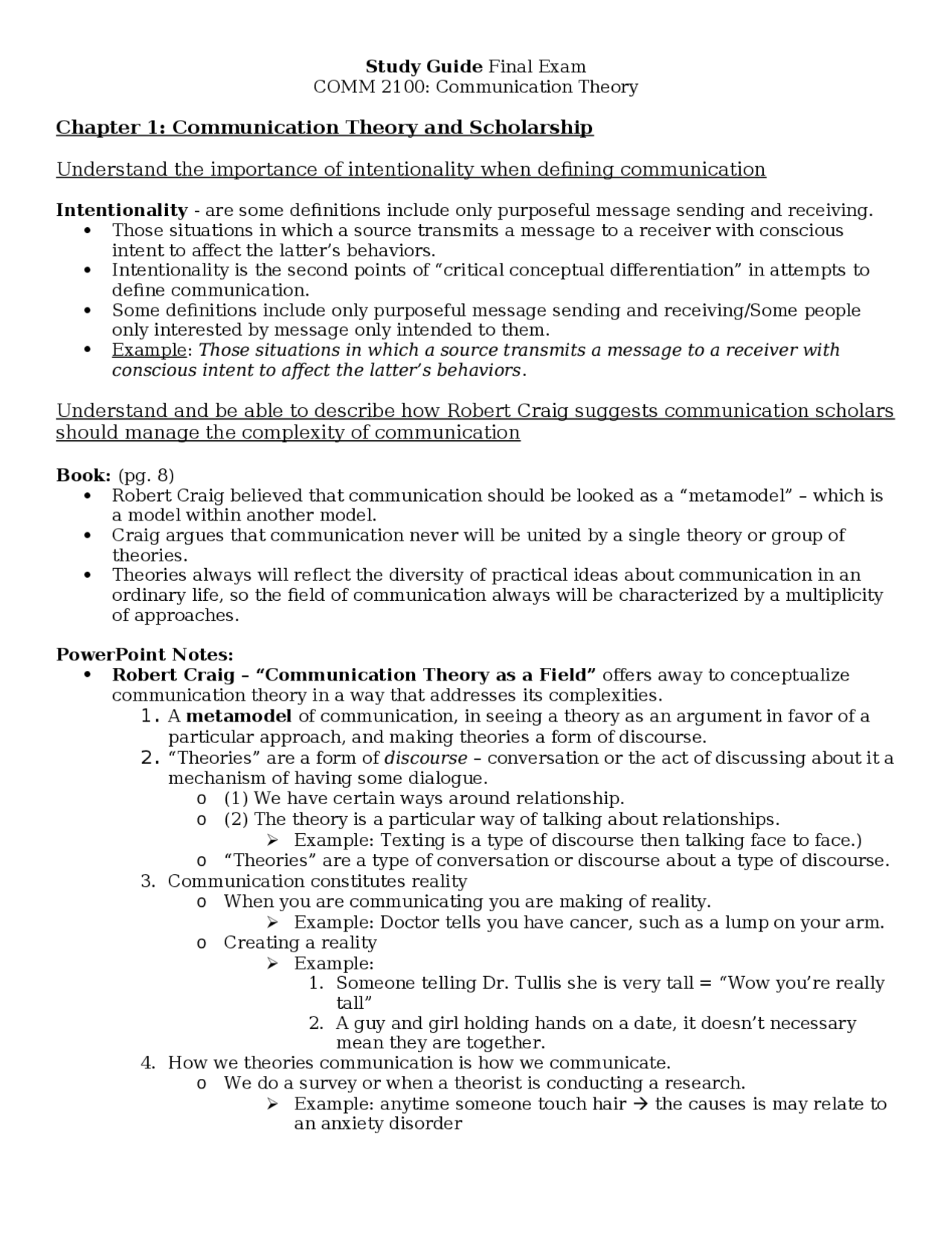 Study Guide for Final Exam - Introduction to Communication Theory ...