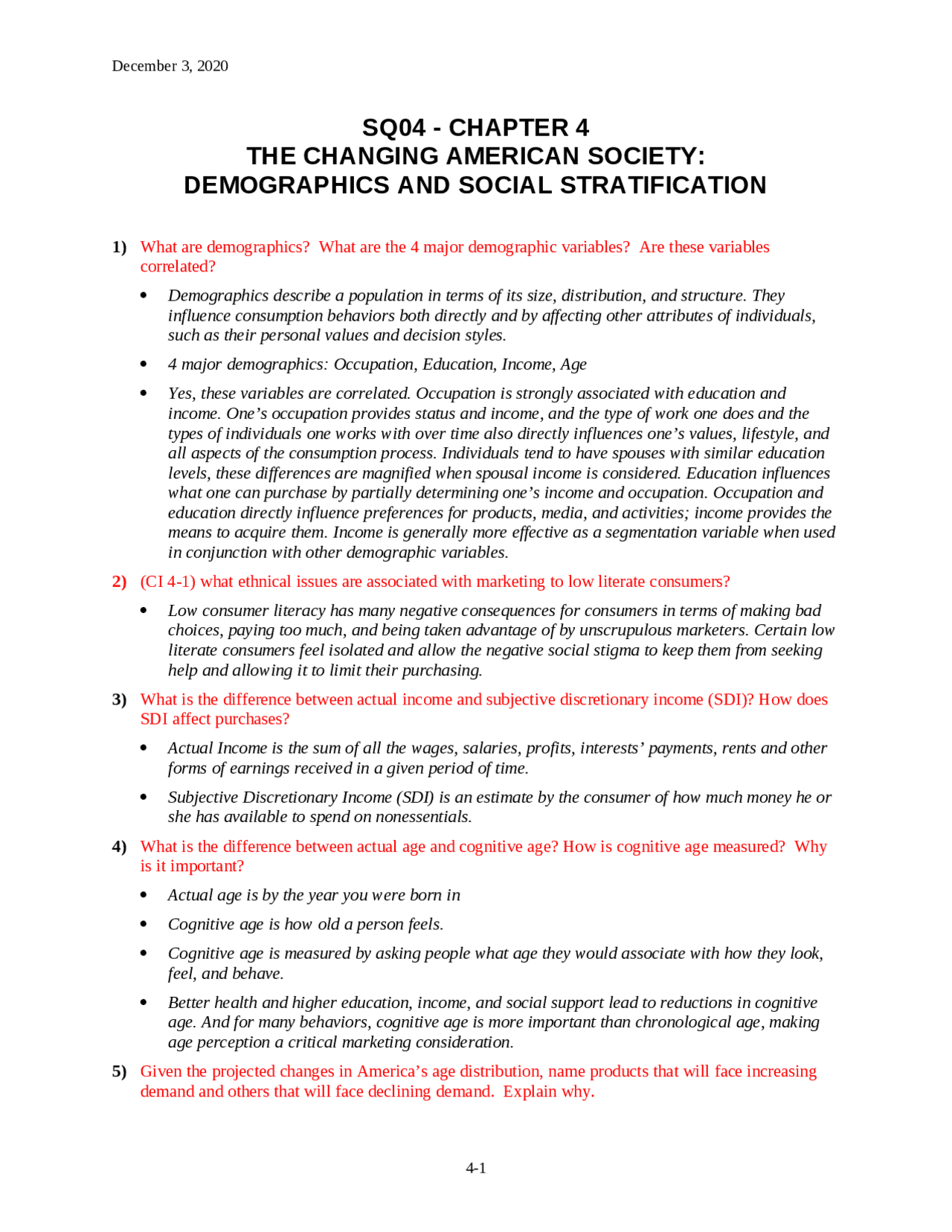 The Changing American Society: Demographics and Social Stratification ...