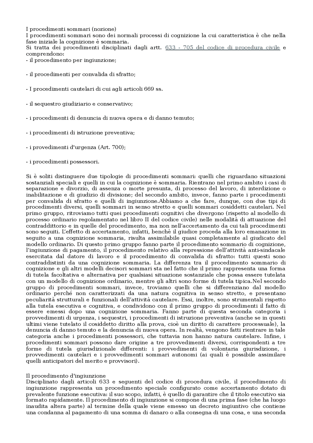 Procedimento Per Ingiunzione Riassunto Procedura Civile Docsity
