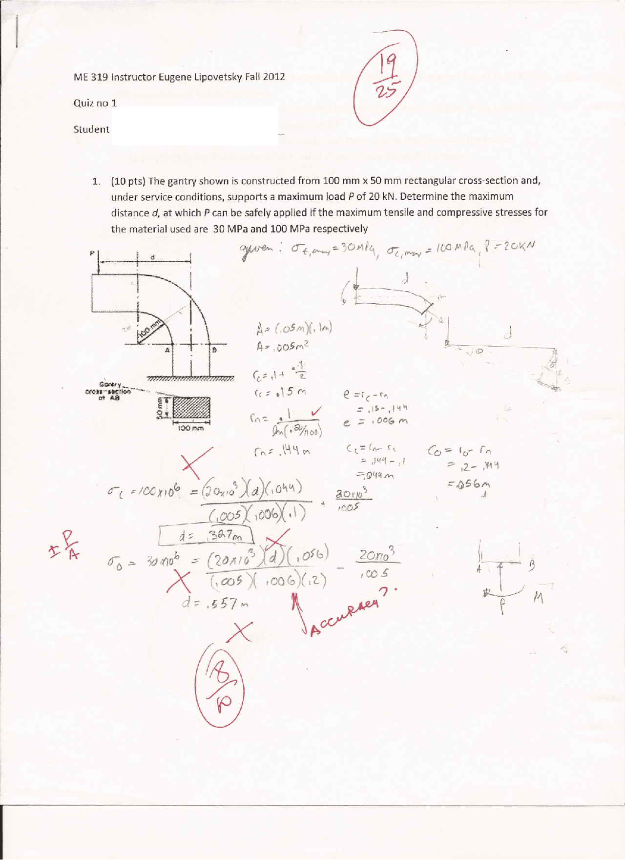 Quiz With Solved Paper Stress Analysis Me 319 Docsity