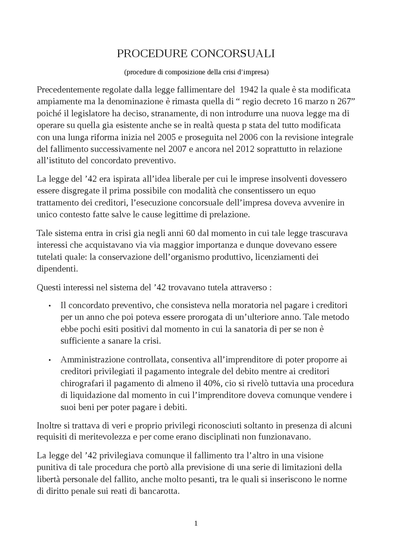 Procedure Concorsuali Docsity