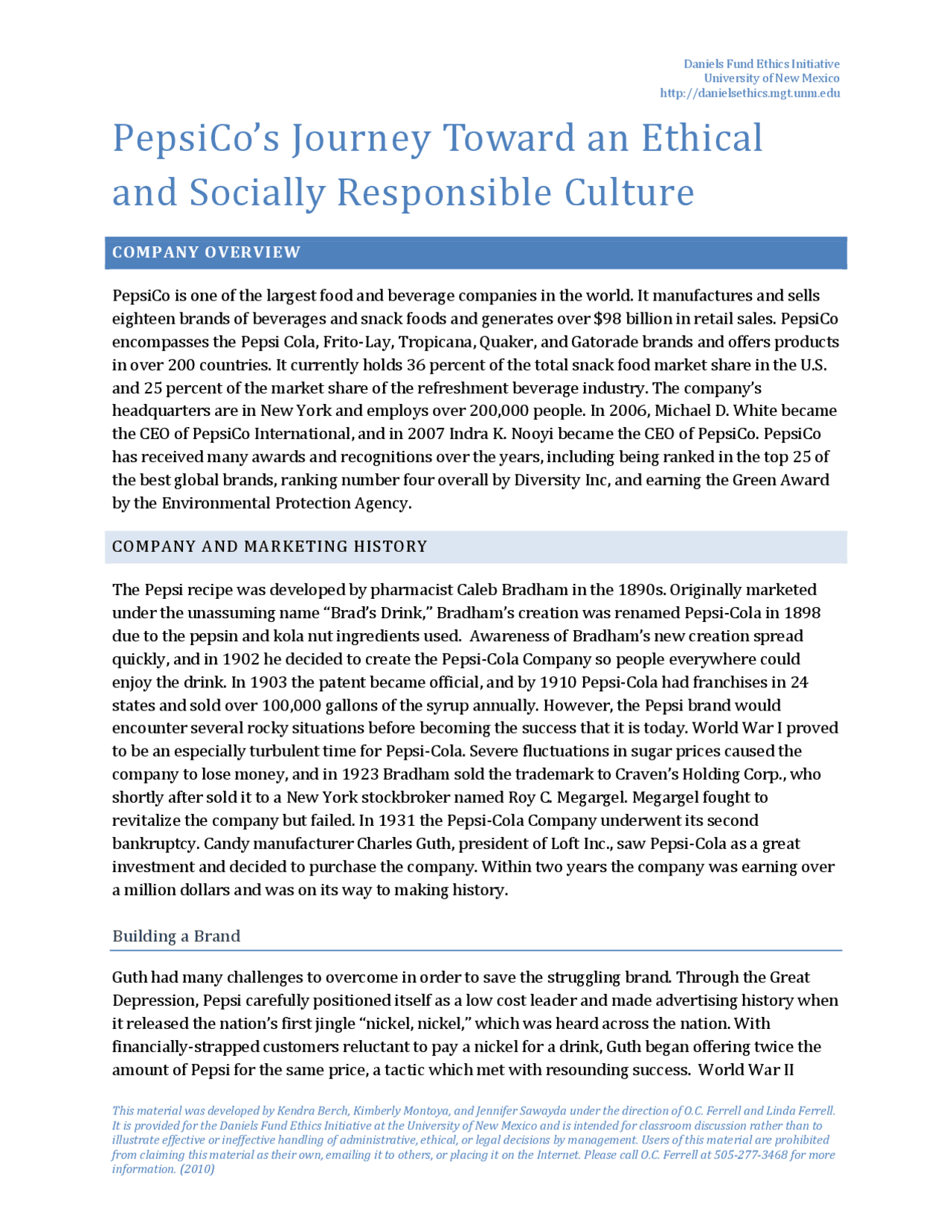 PepsiCo Debate Issue - Marketing Principles - Lecture Notes | Mktg 351 ...