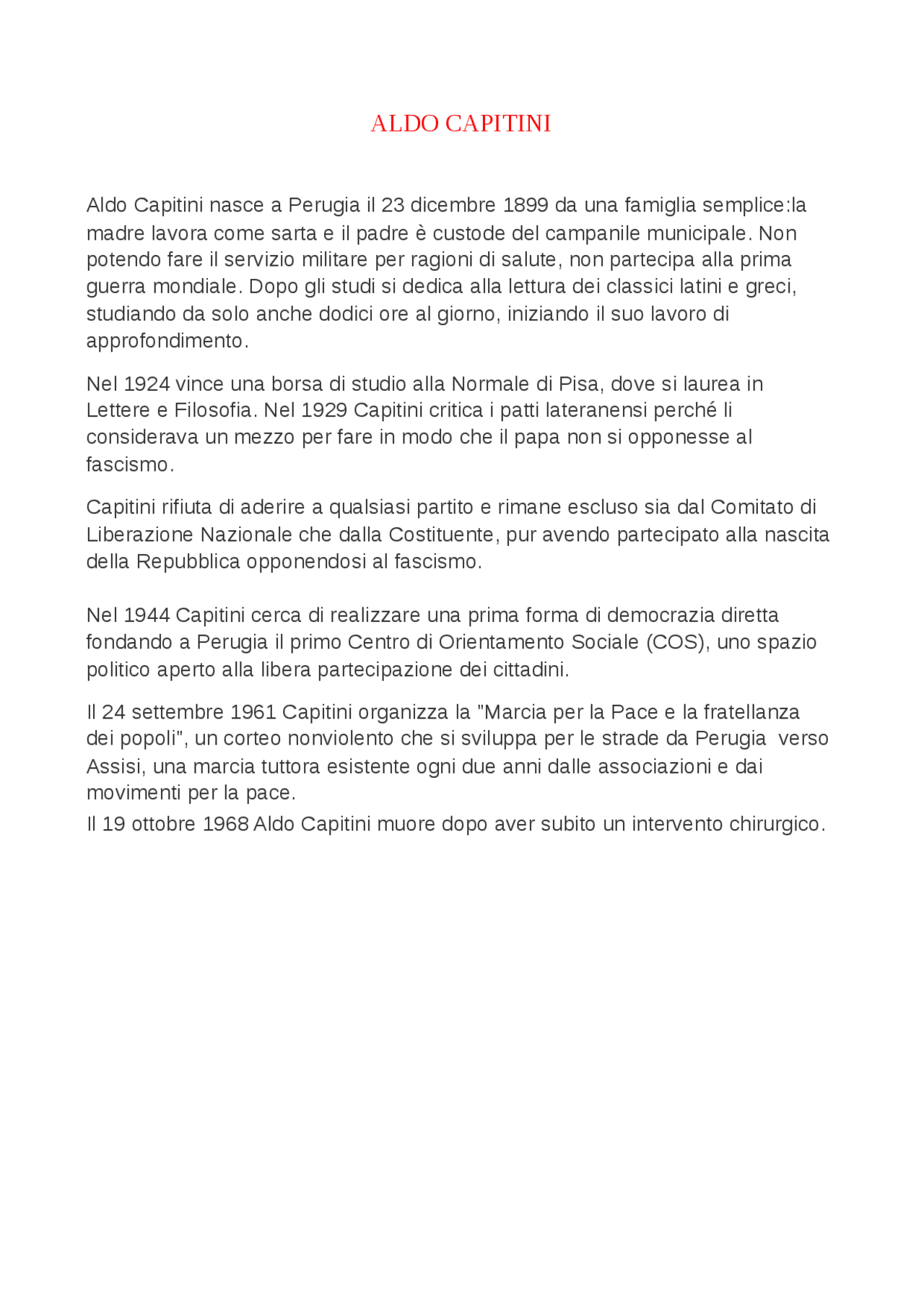 Aldo Capitini Docsity