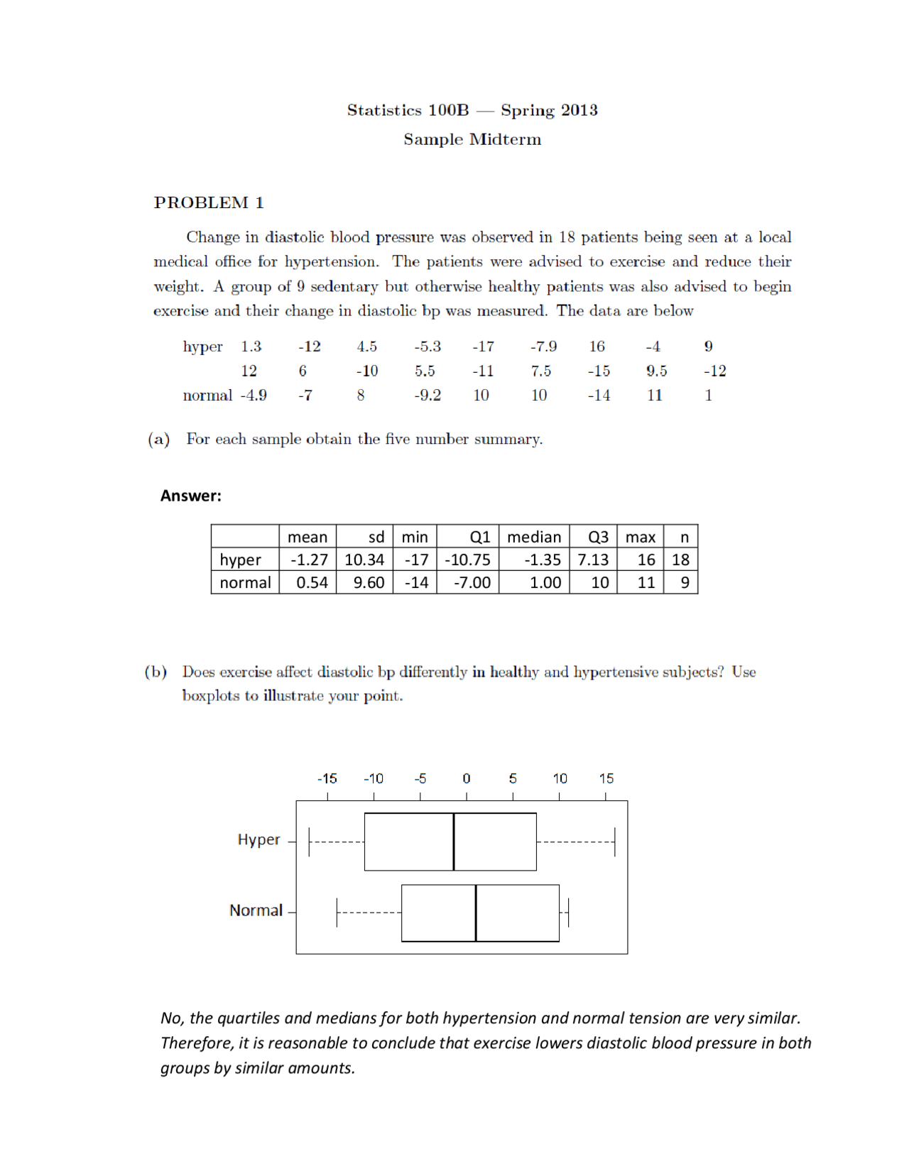 Sample Midterm Solved Applied Statistics For Biology Science Sta