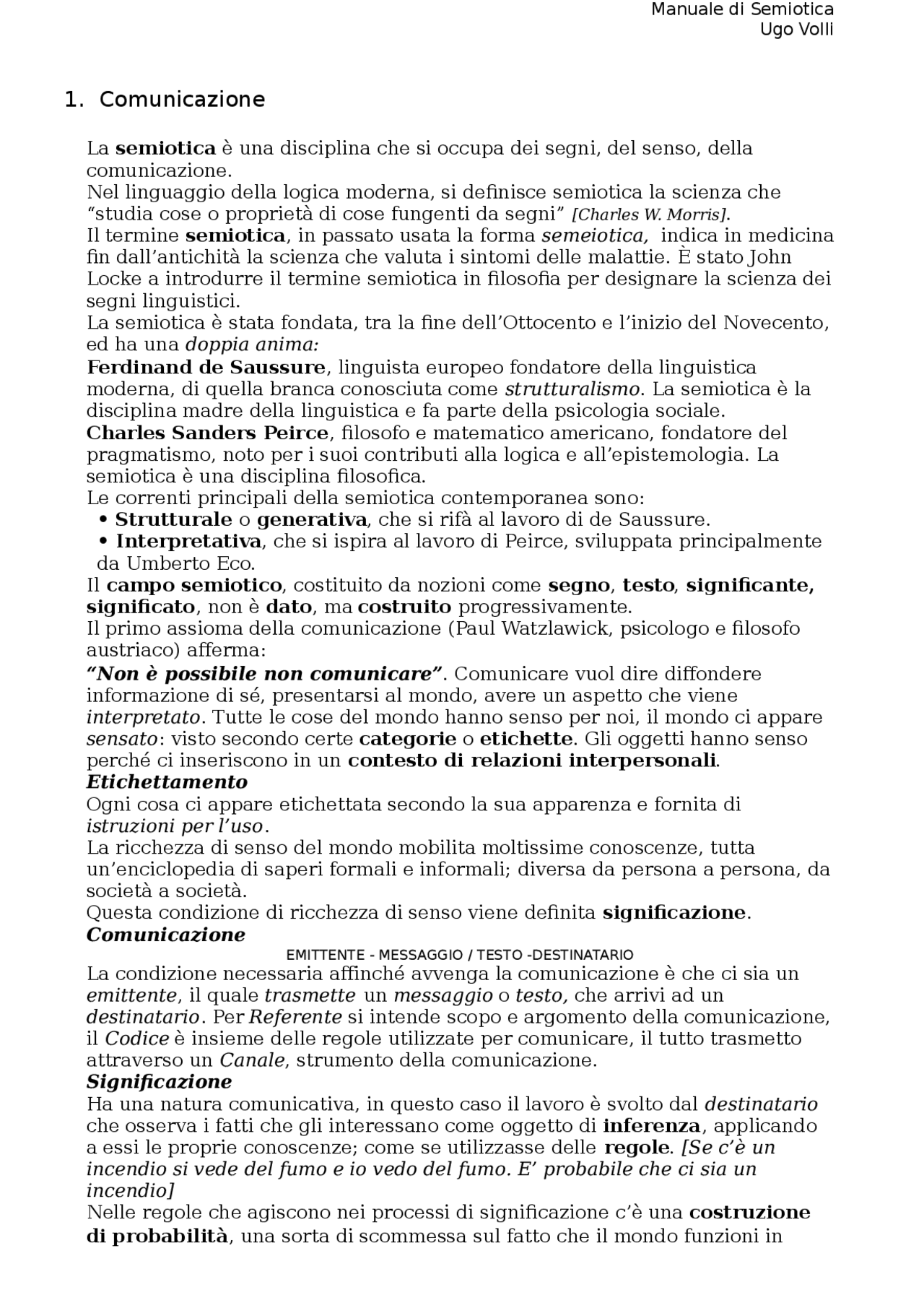 Manuale Di Semiotica U Volli Docsity