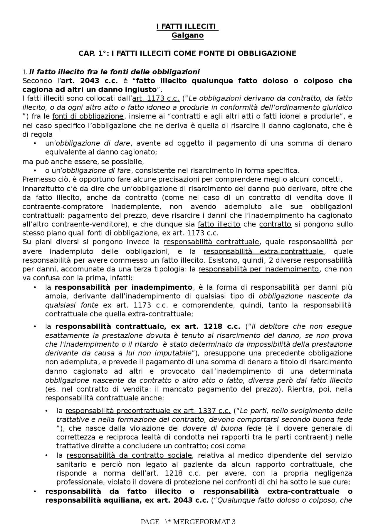 I Fatti Illeciti F Galgano Docsity