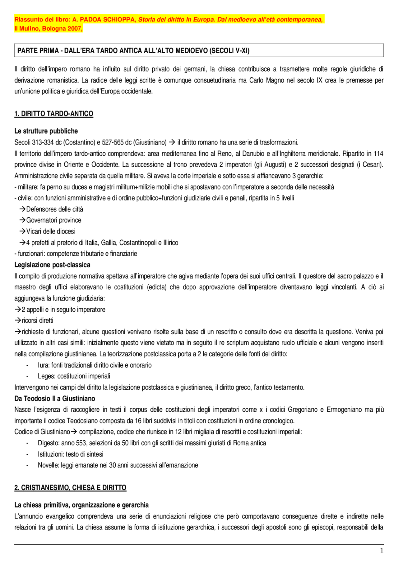 Padoa Schioppa Riassunto Docsity