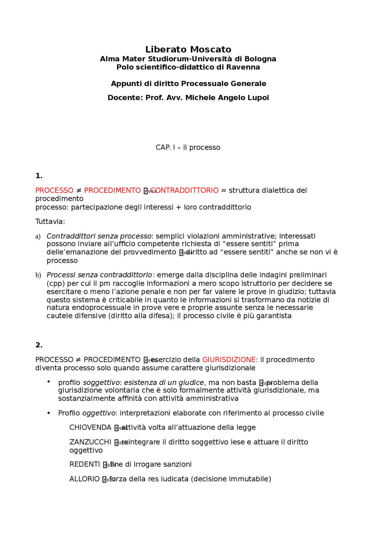 Appunti Diritto Processuale Generale Ricci Prof Michele Angelo Lupoi