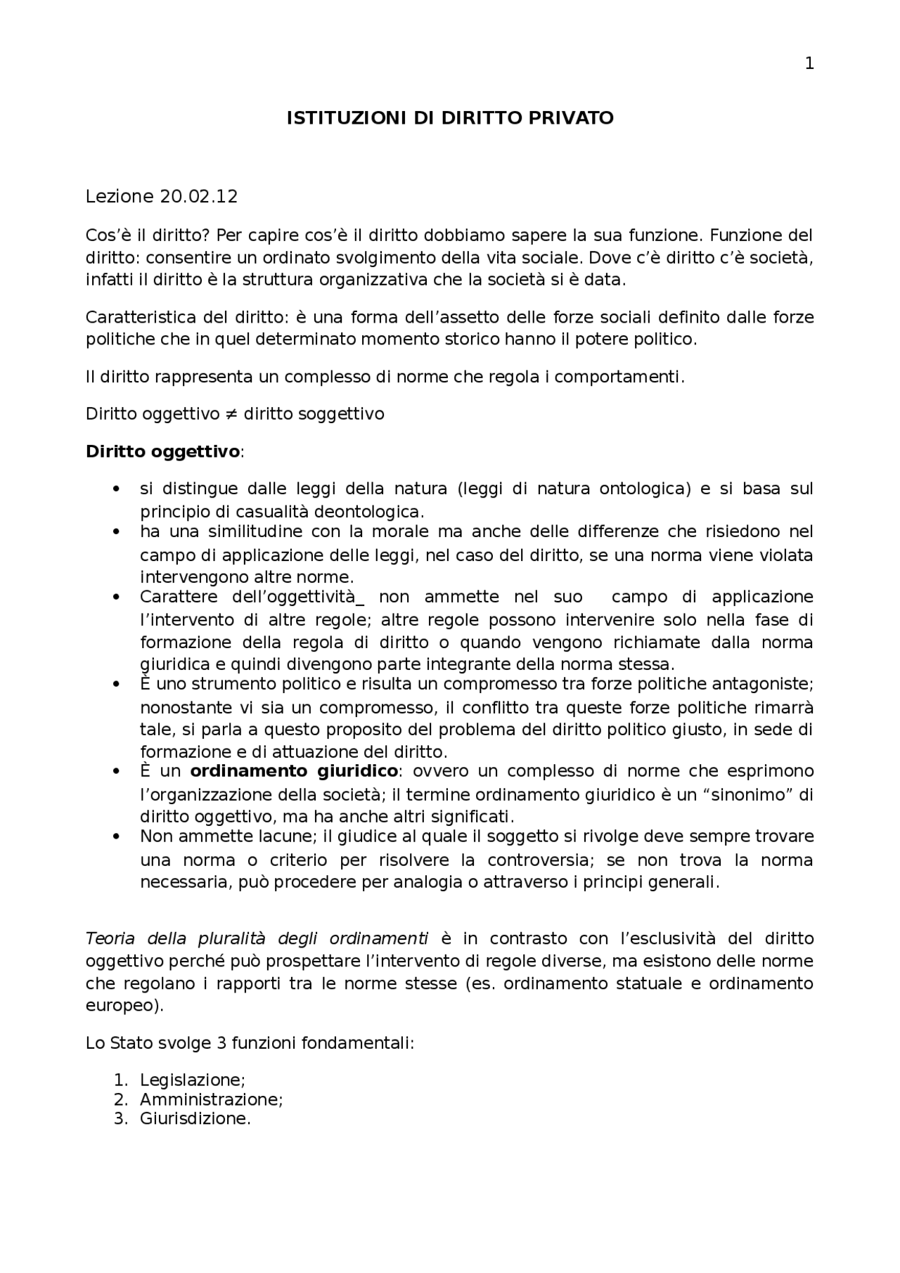 Appunti Di Istituzioni Di Diritto Privato Università Di Pisa Docsity