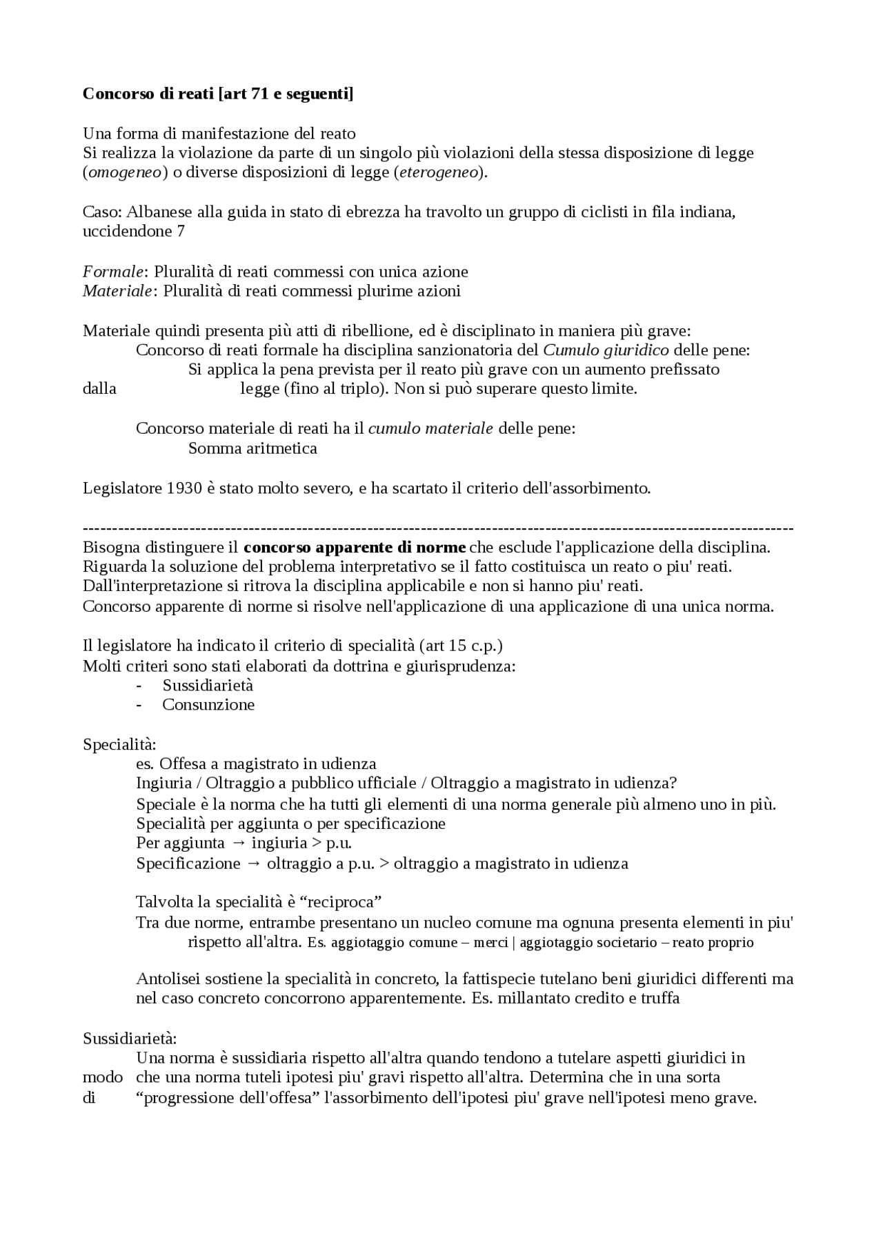 Concorso Di Reati Diritto Penale Docsity