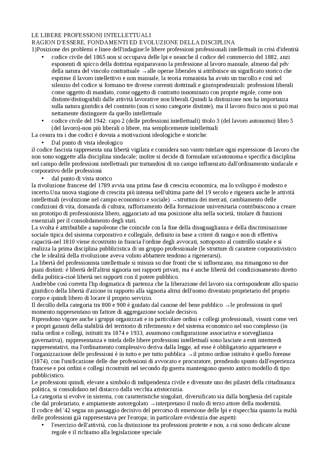 Le Libere Professioni Intellettuali Salomone Sintesi Del Corso Di