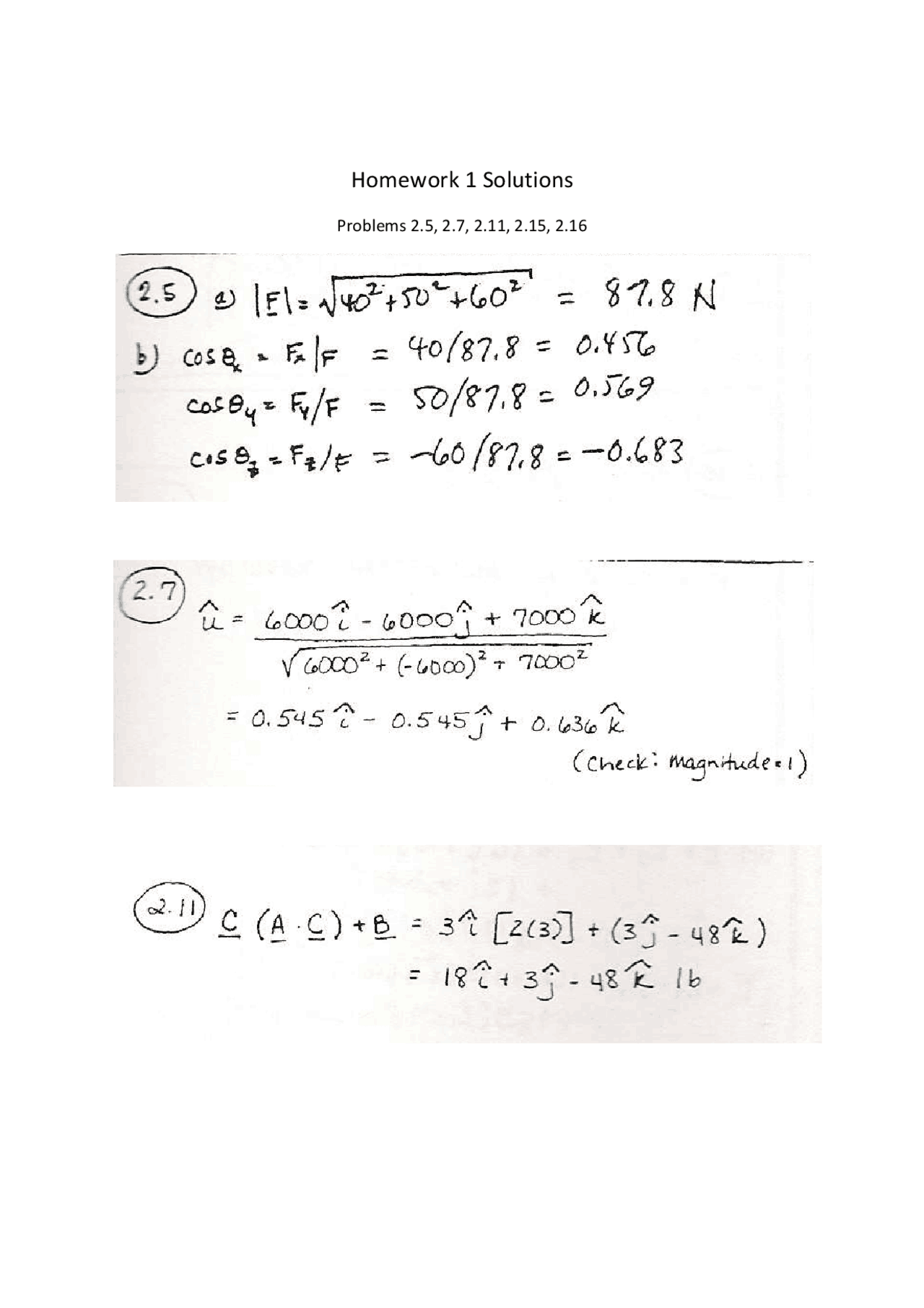 Solutions Of 5 Questions Of Homework 1 On Statics Coe 2001 Docsity