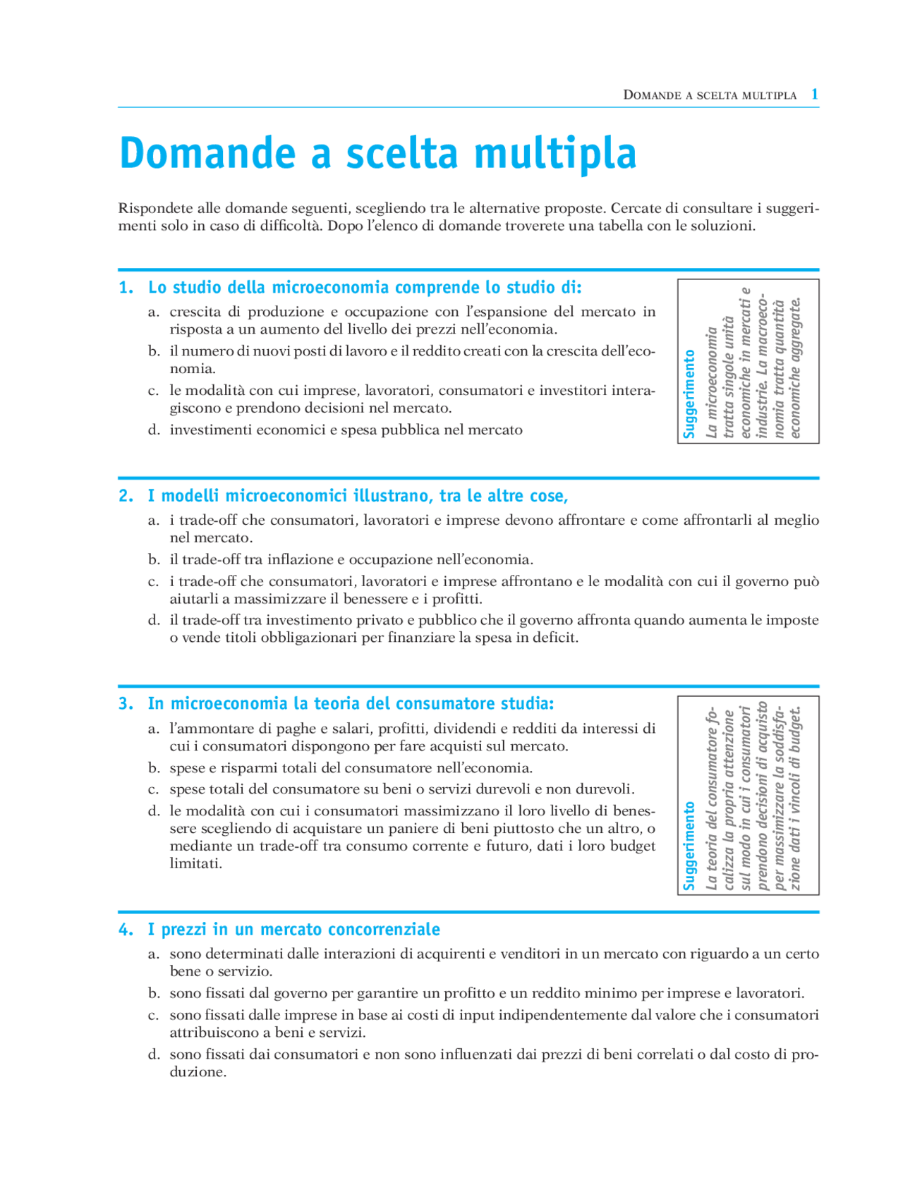 Domande a scelta multipla - Pindyck e Rubinfeld - Docsity