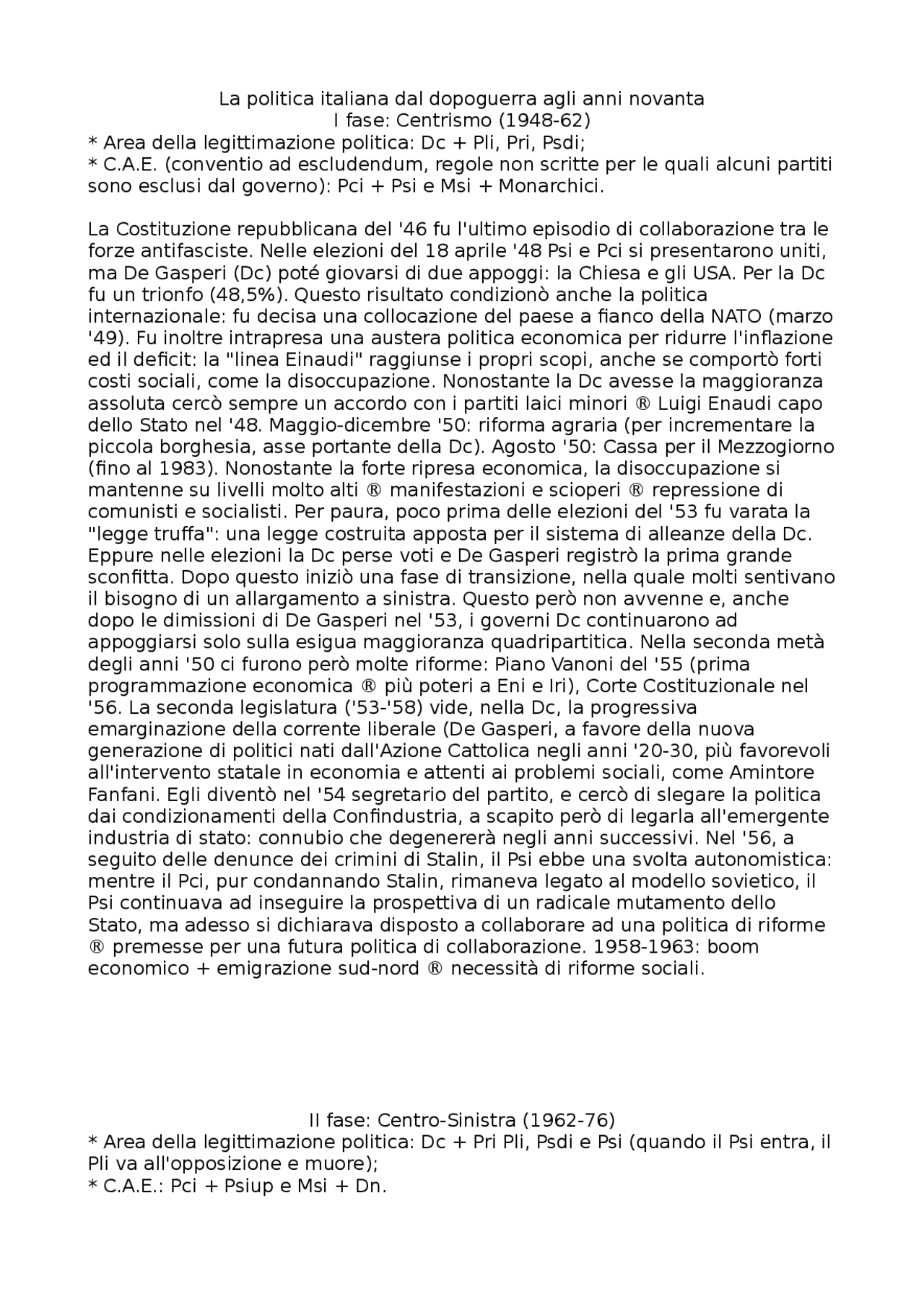 Riassunto Partiti Docsity