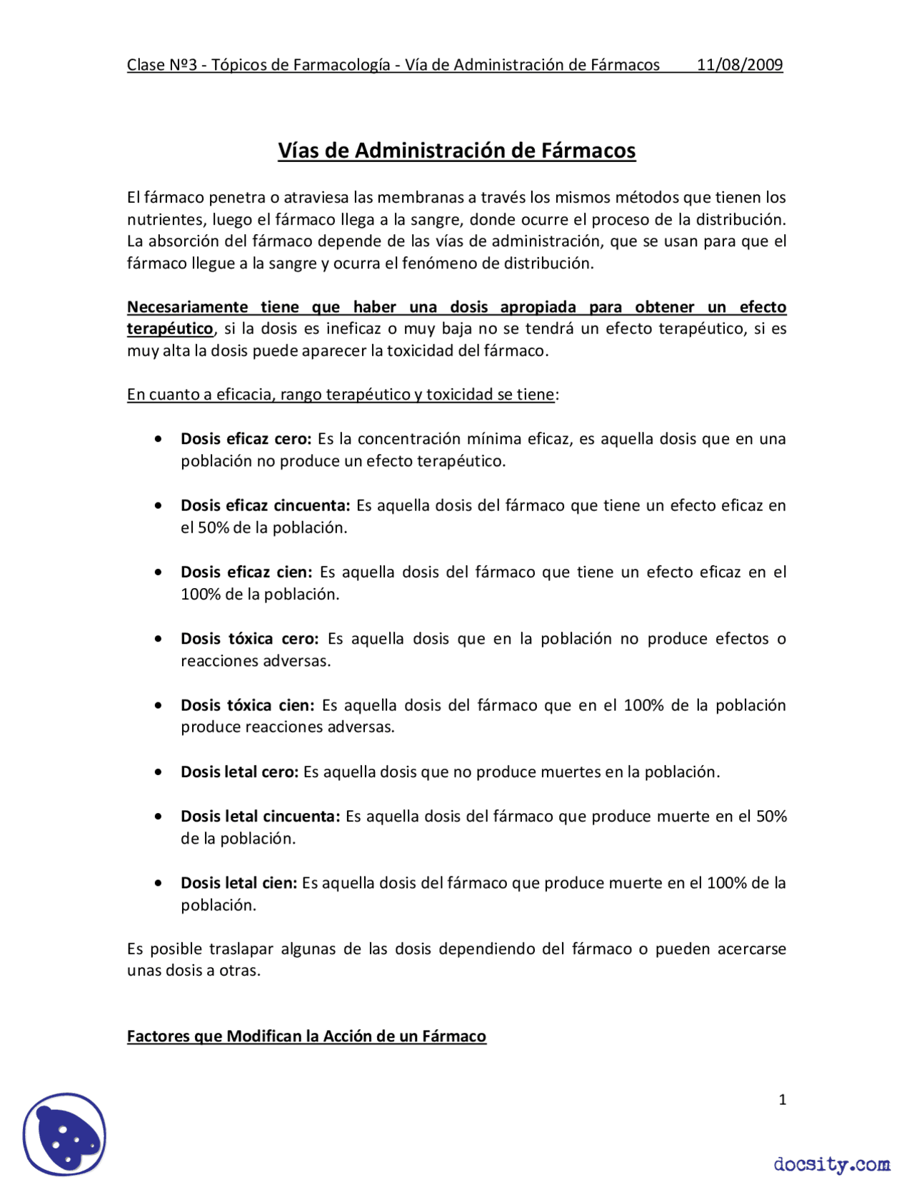 Administración De Fármacos Apuntes Farmacología Docsity