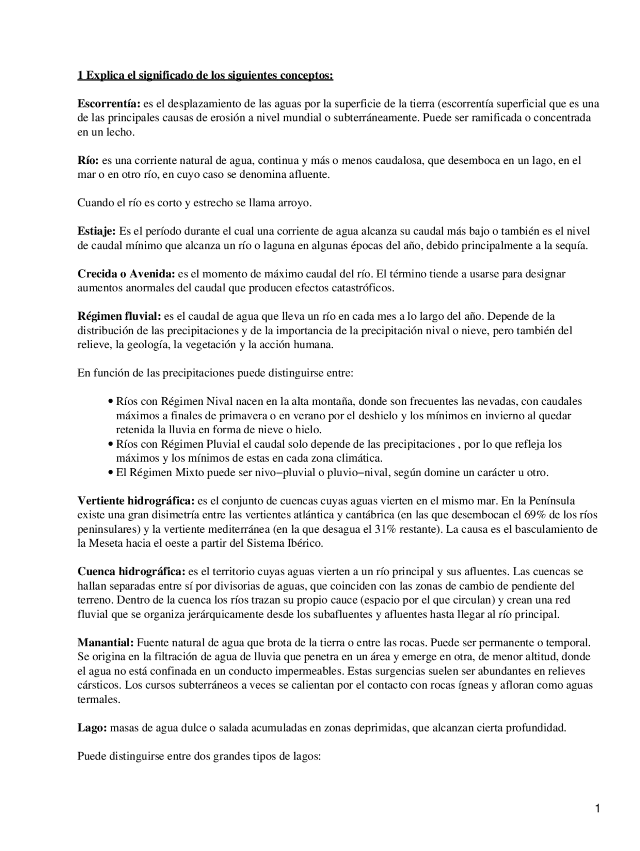 Elementos Hídricos Apuntes Geografía Física Docsity