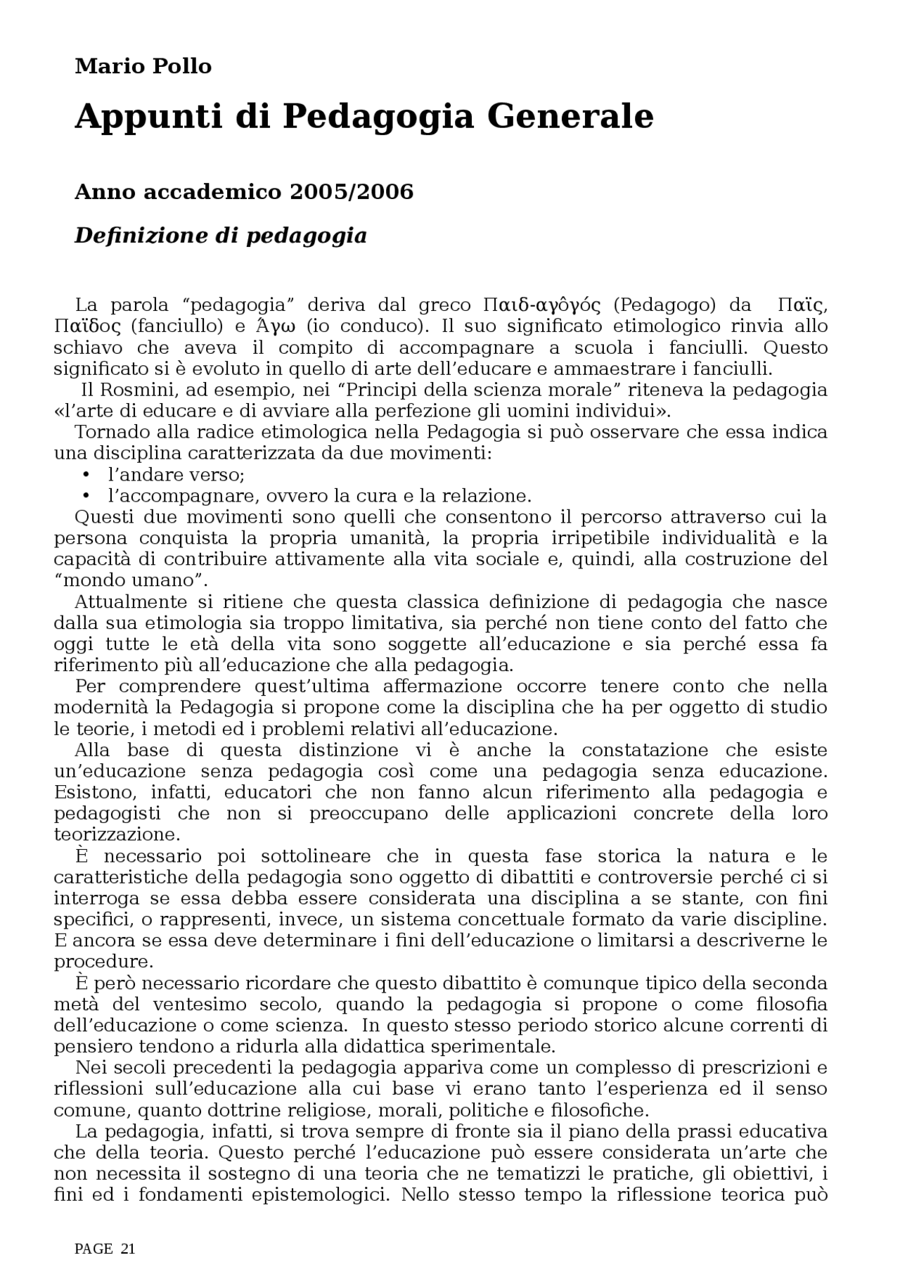Appunti Di Pedagogia Generale Docsity