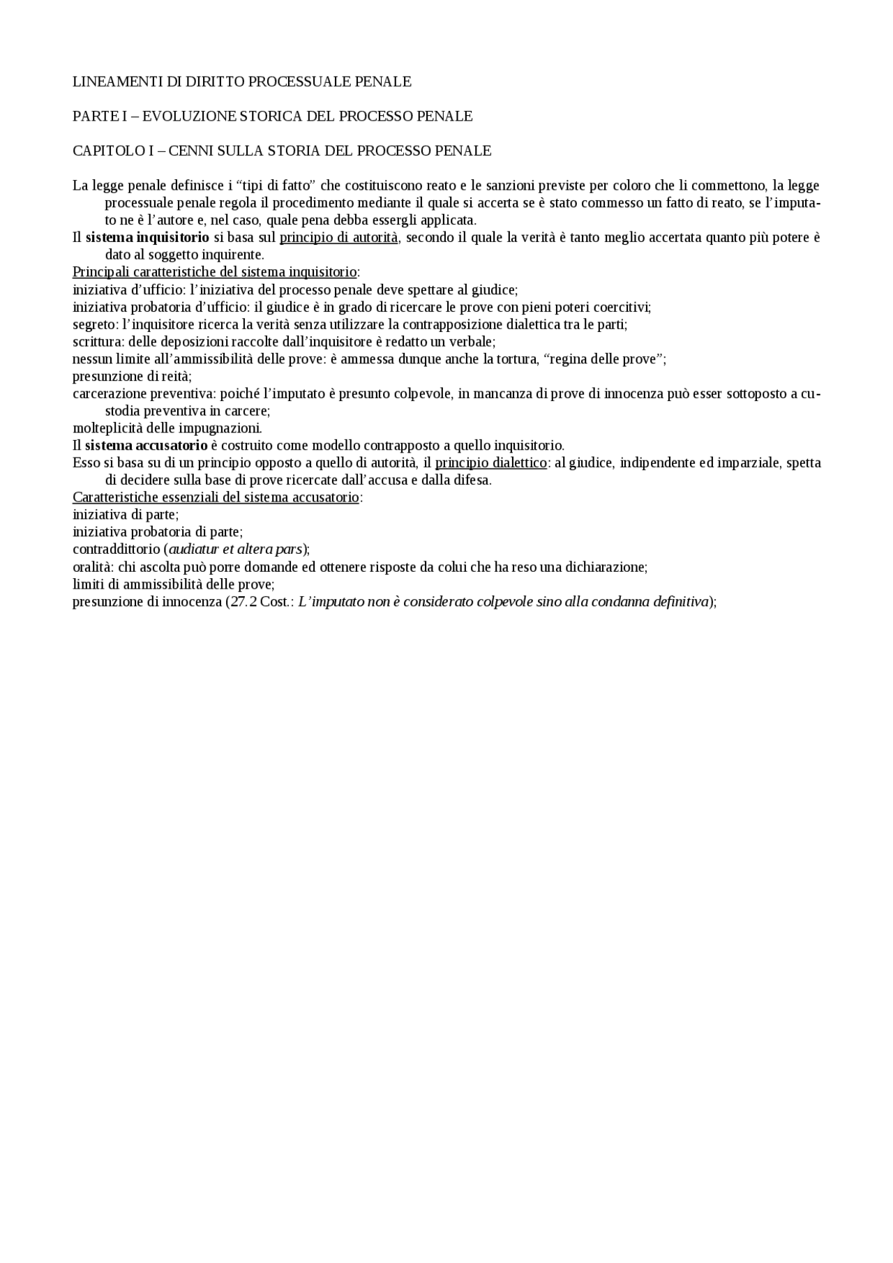 Riassunto Del Tonini Istituzioni Di Diritto Processuale Penale Docsity
