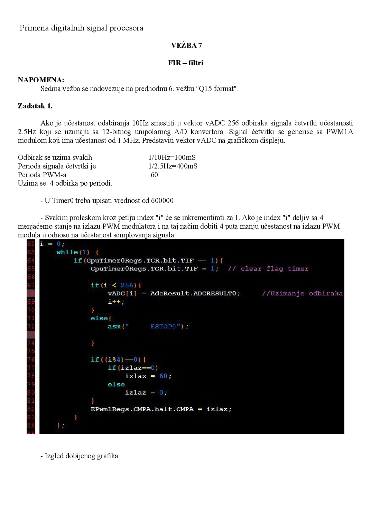 Primena digitalnih signal procesora: rešeni zadaci o FIR - filtri | Vežbe' predlog Digitalna ...