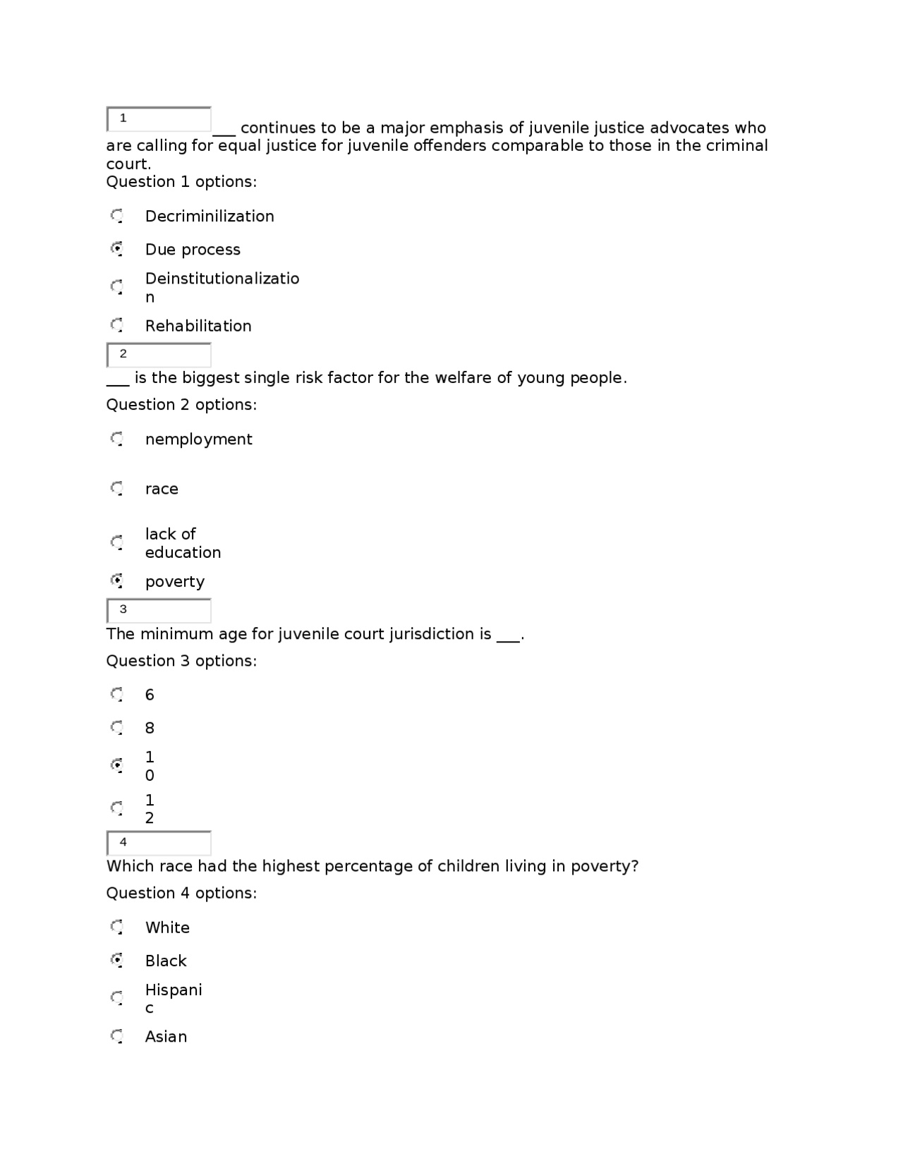 10 Questions Quiz 7 The Juvenile Justice System Cja 4500 Docsity
