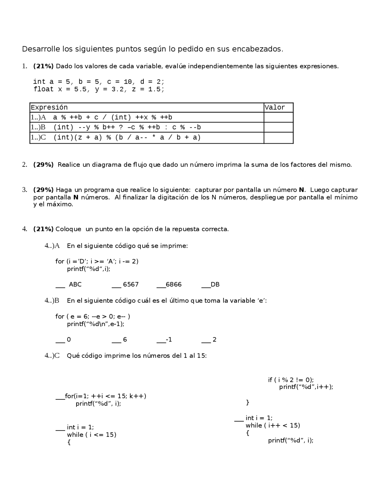 Práctica De Algoritmos Exámen De Ingeniería De Sistemas Y Computación
