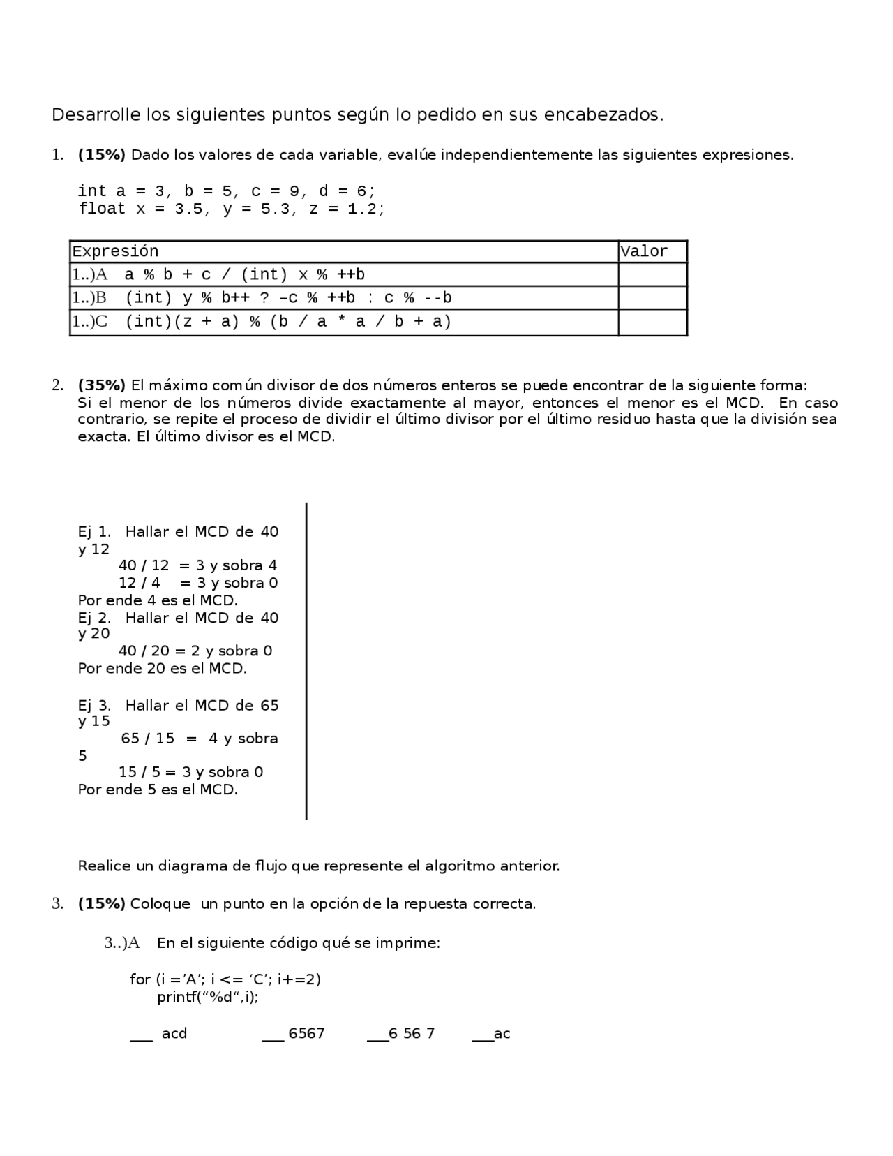 Práctica De Algoritmos Exámen De Ingeniería De Sistemas Y Computación