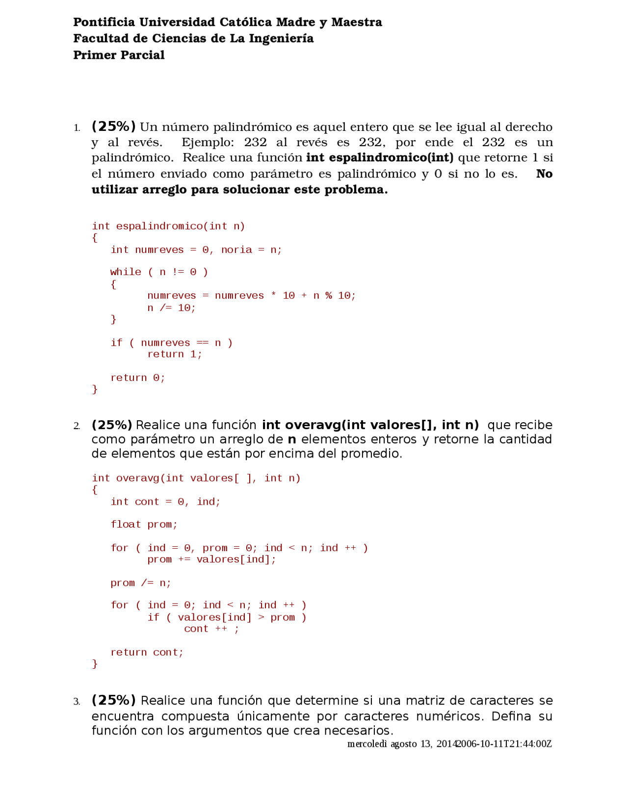 Práctica De Algoritmos Exámen De Ingeniería De Sistemas Y Computación